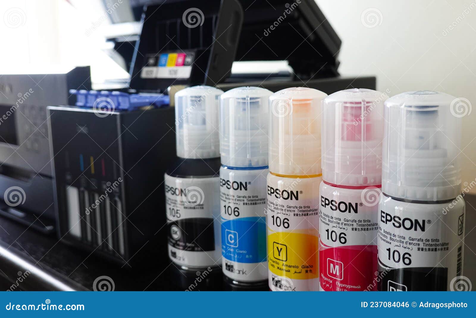 Printer with CISS System. Setting Up an Epson L7160 Printer Editorial ...