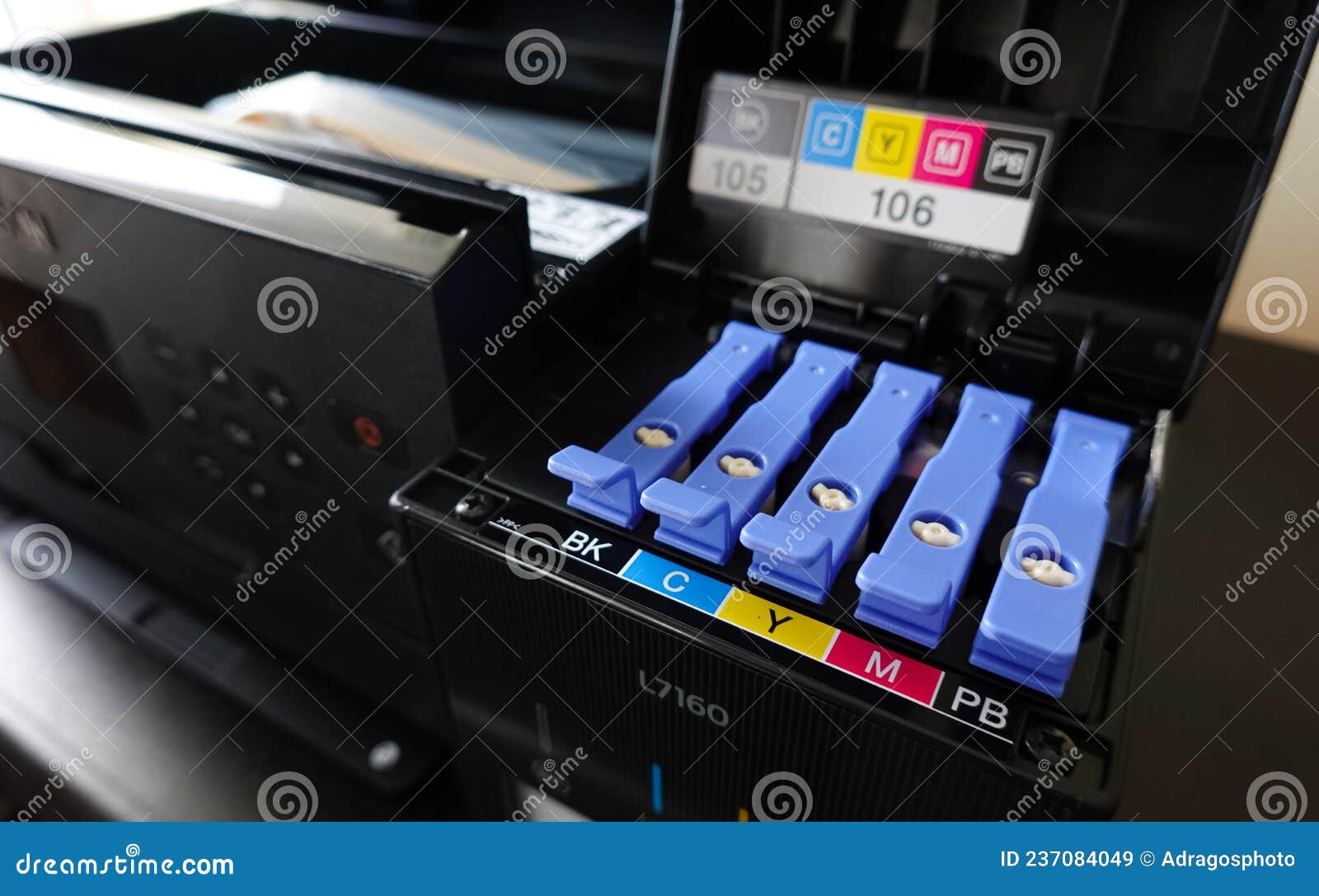 Printer with CISS System. Setting Up an Epson L7160 Printer Editorial ...
