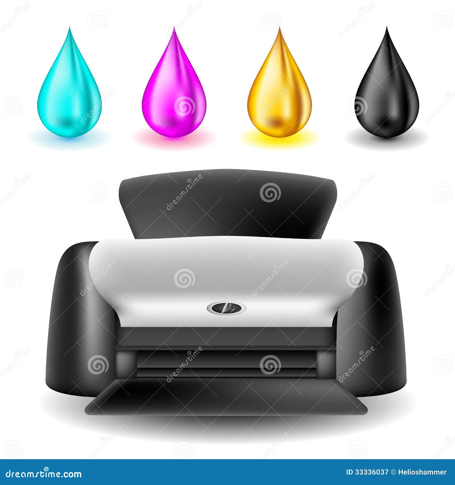 Printer with CMYK drops stock vector. Illustration of copy - 33336037