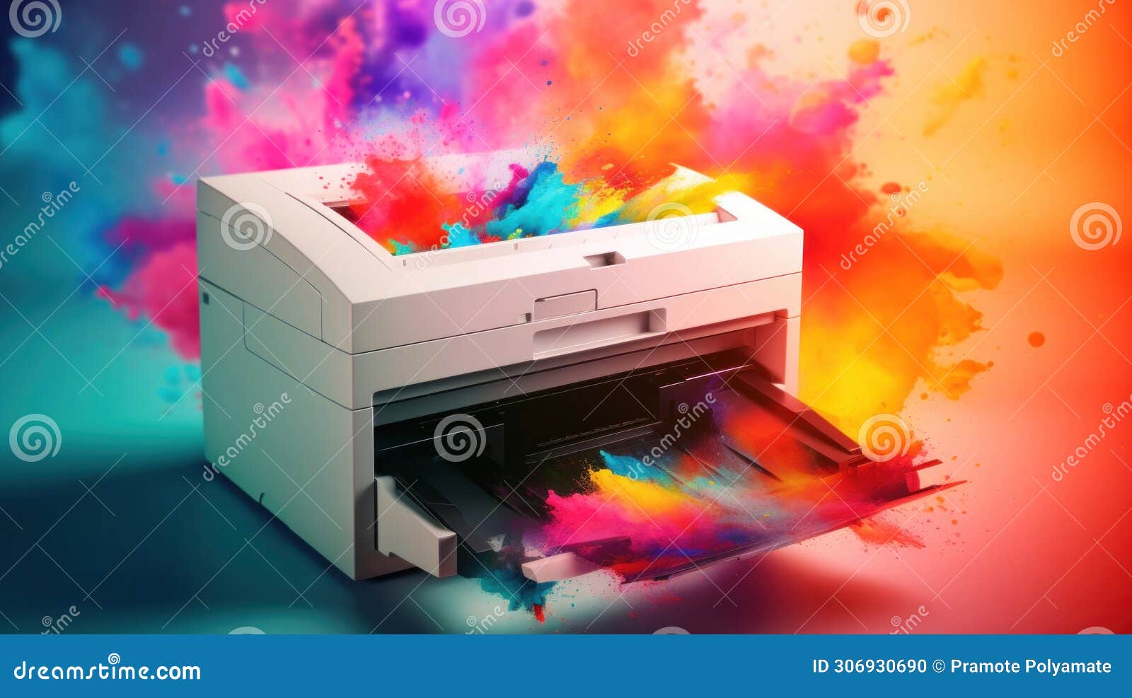 A Printer with Color Splashes for Office or Professional Photocopier ...