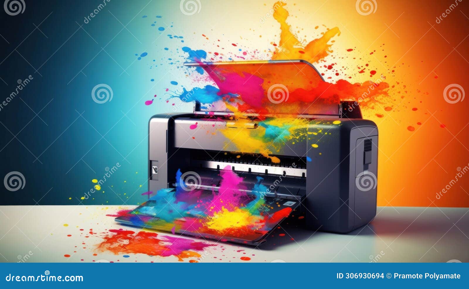 A Printer with Color Splashes for Office or Professional Photocopier ...