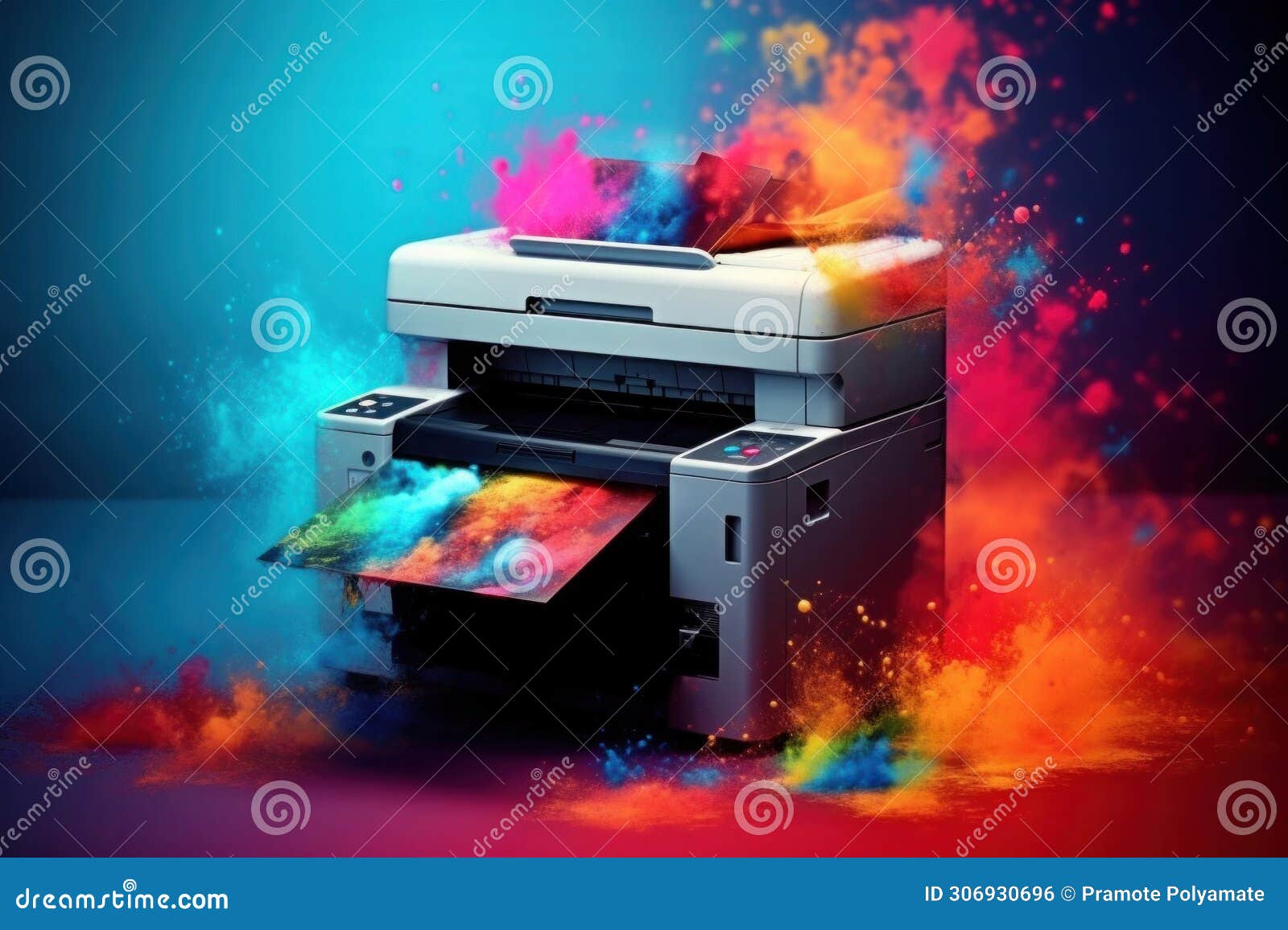 A Printer with Color Splashes for Office or Professional Photocopier ...