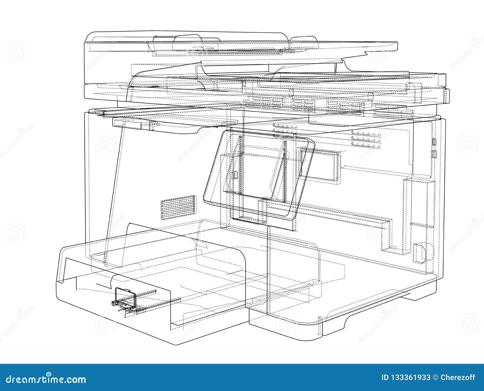 Printer Concept. 3d Illustration Stock Illustration - Illustration of ...