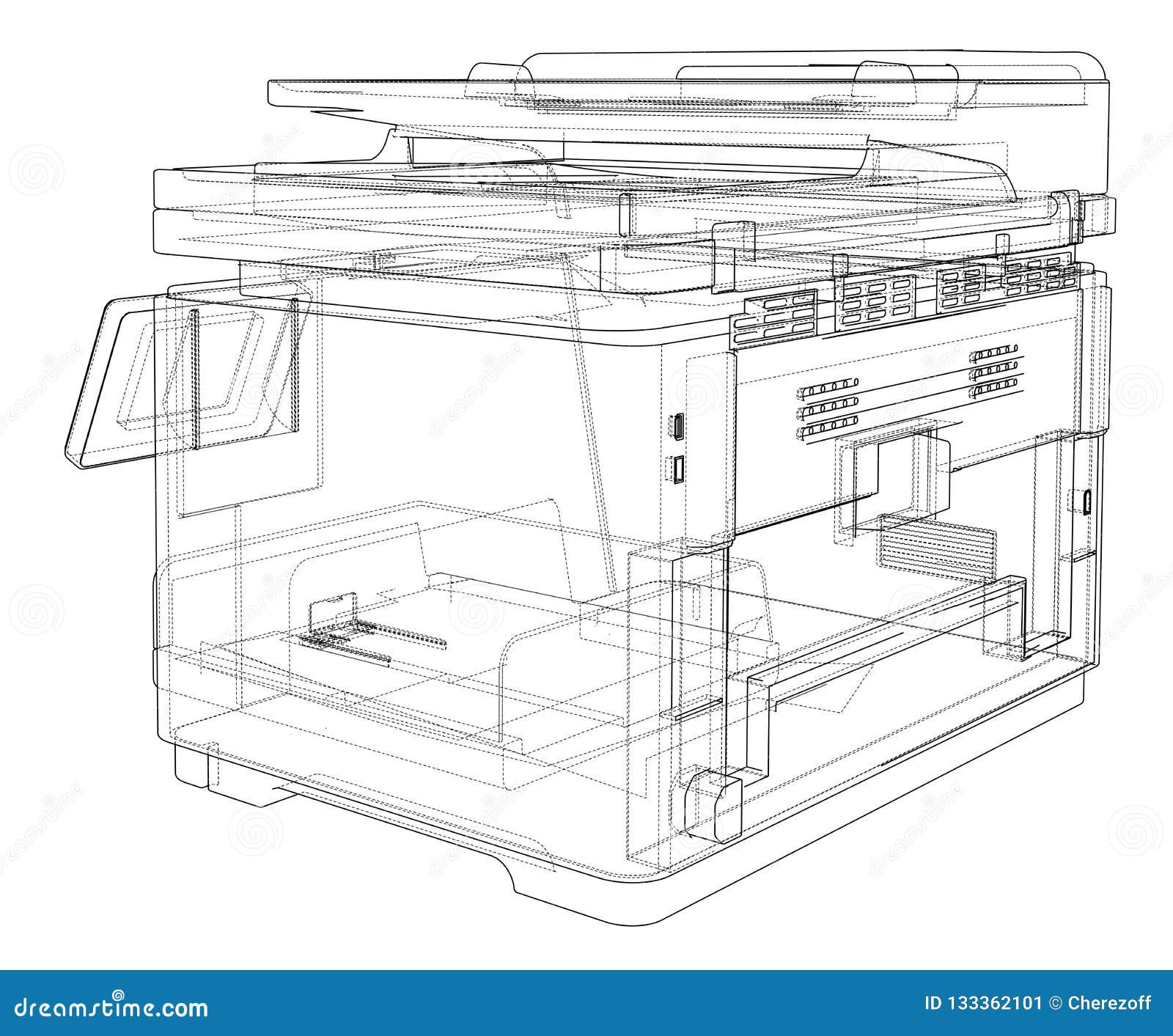Printer Concept. 3d Illustration Stock Illustration - Illustration of ...