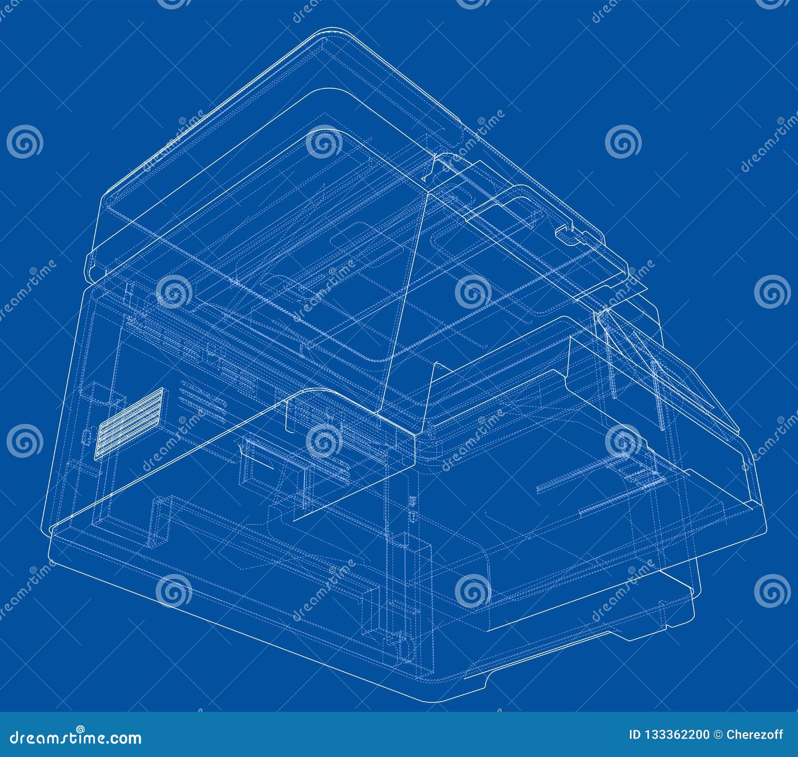 Printer Concept. 3d Illustration Stock Illustration - Illustration of ...