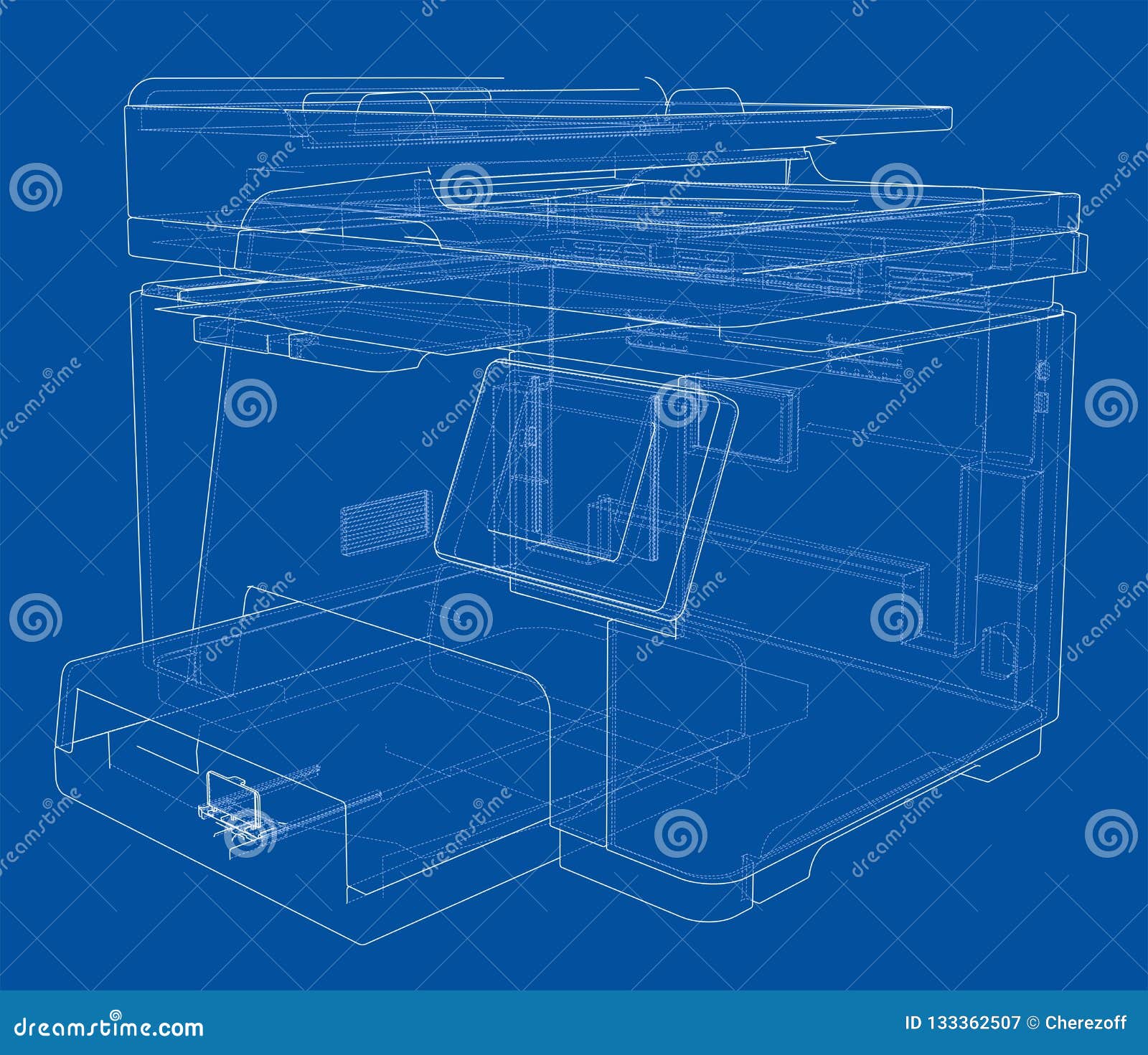 Printer Concept. 3d Illustration Stock Illustration - Illustration of ...