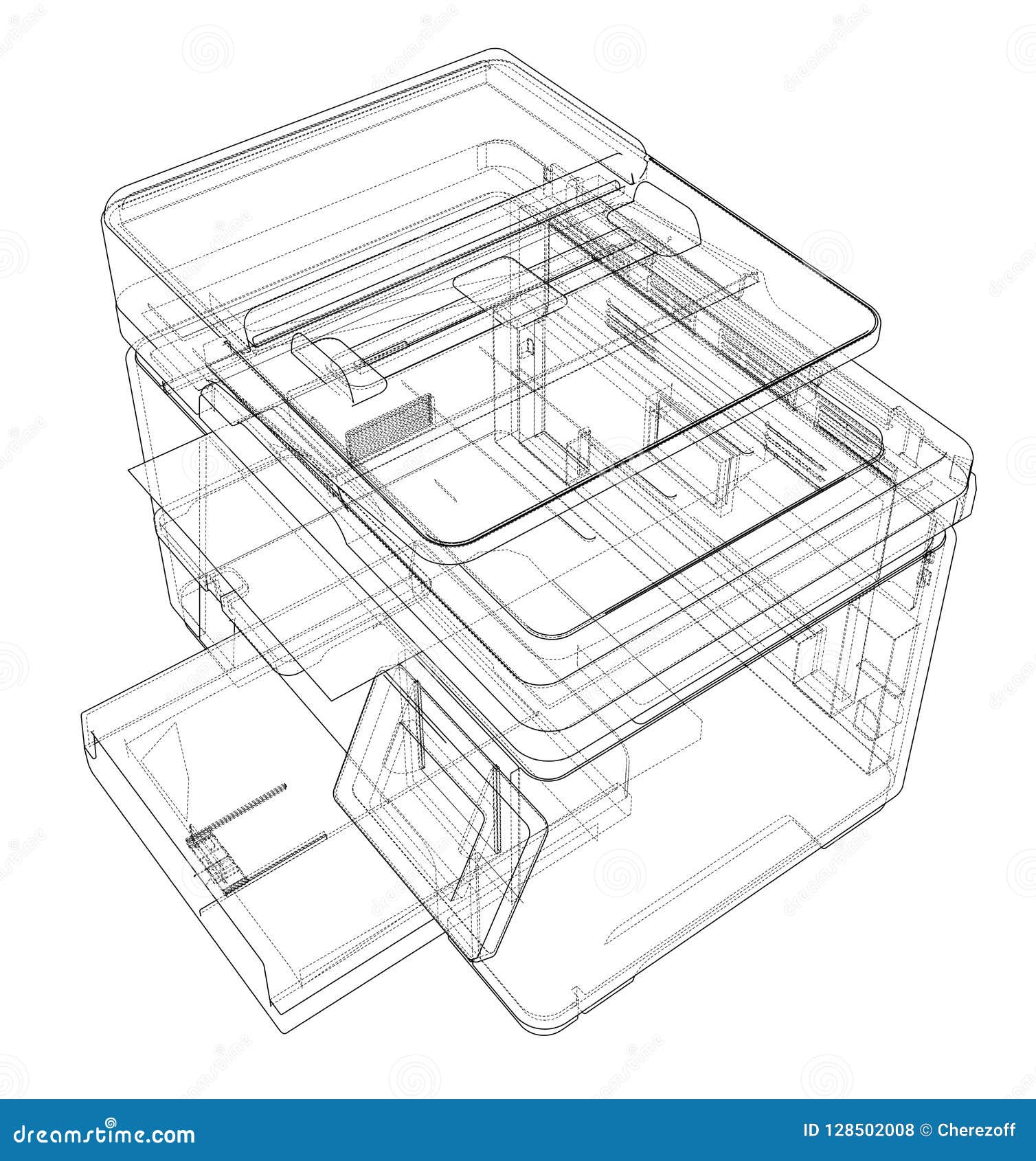 Printer concept. Vector stock vector. Illustration of blueprint - 128502008
