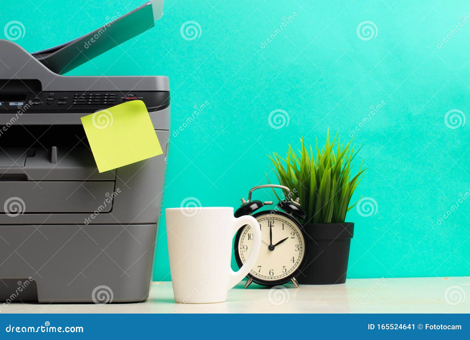 Printer, Copier, Scanner on Color Background . Office Table - Image ...