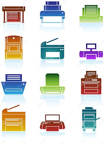 Printer / Copy Machine Icons Stock Vector - Illustration of office ...