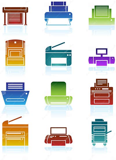 Printer / Copy Machine Icons Stock Vector - Illustration of office ...