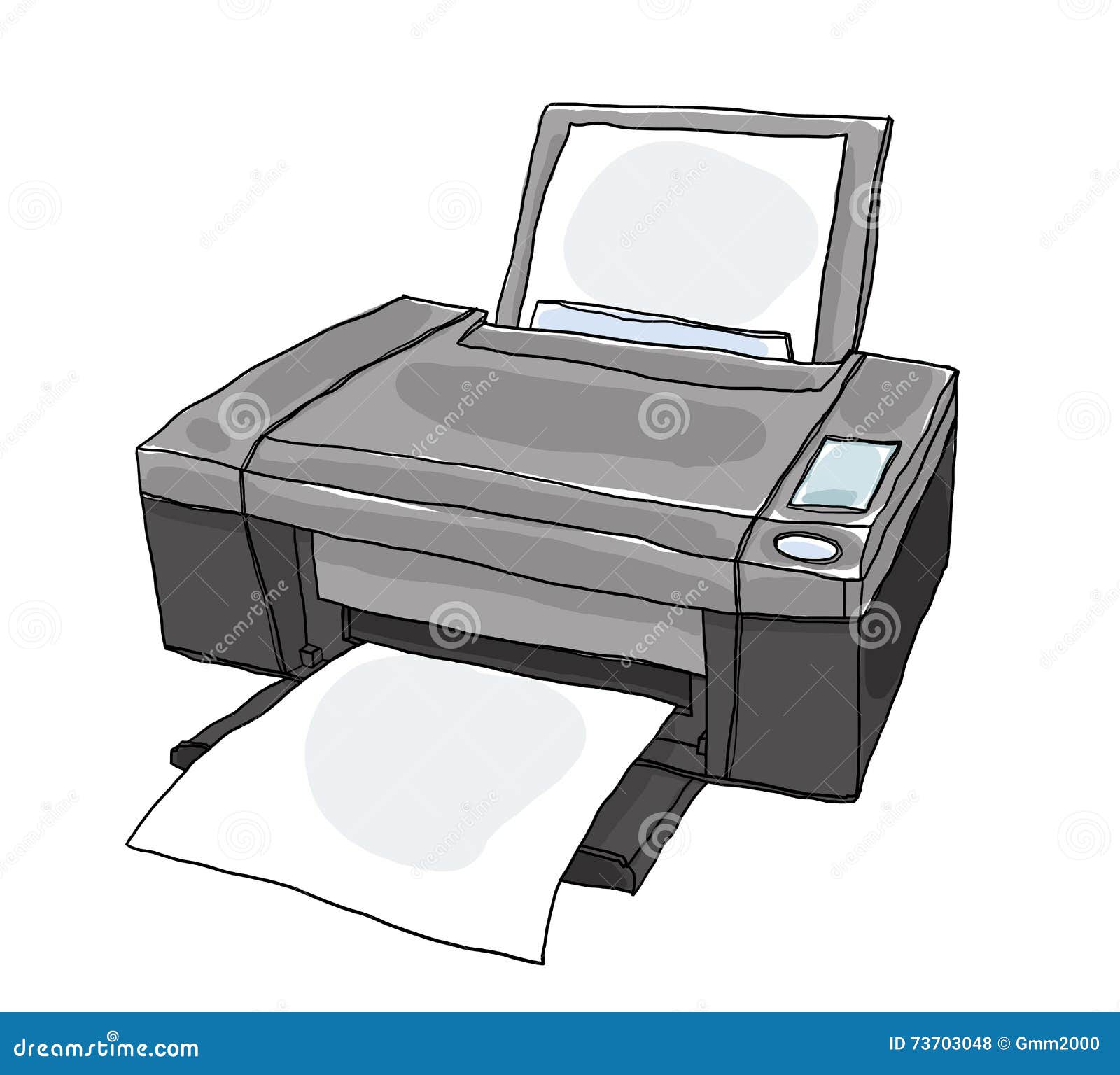 Printer Cute Hand Drawn Painting Illustration Stock Illustration ...