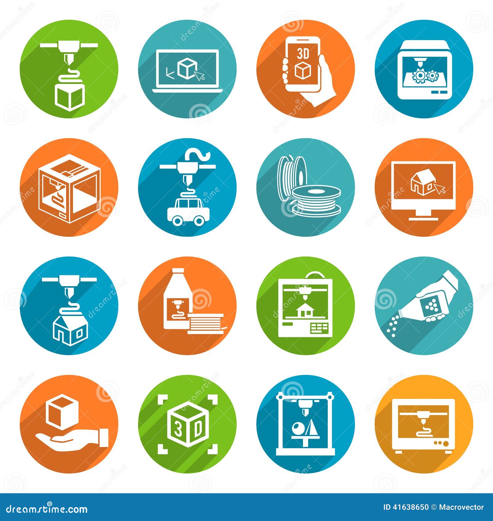 Printer 3d Icons stock vector. Illustration of monitor - 41638650