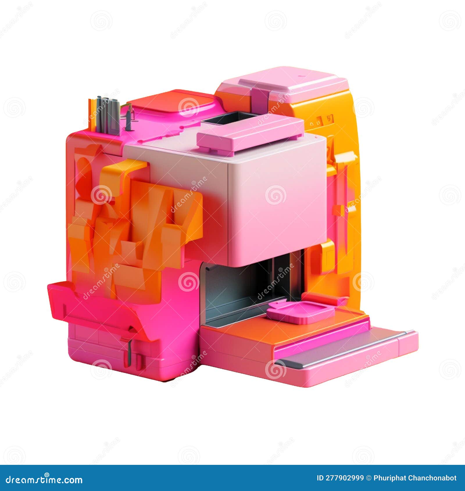 Printer in 3D Style Trending Color Palette with Generative AI Stock ...