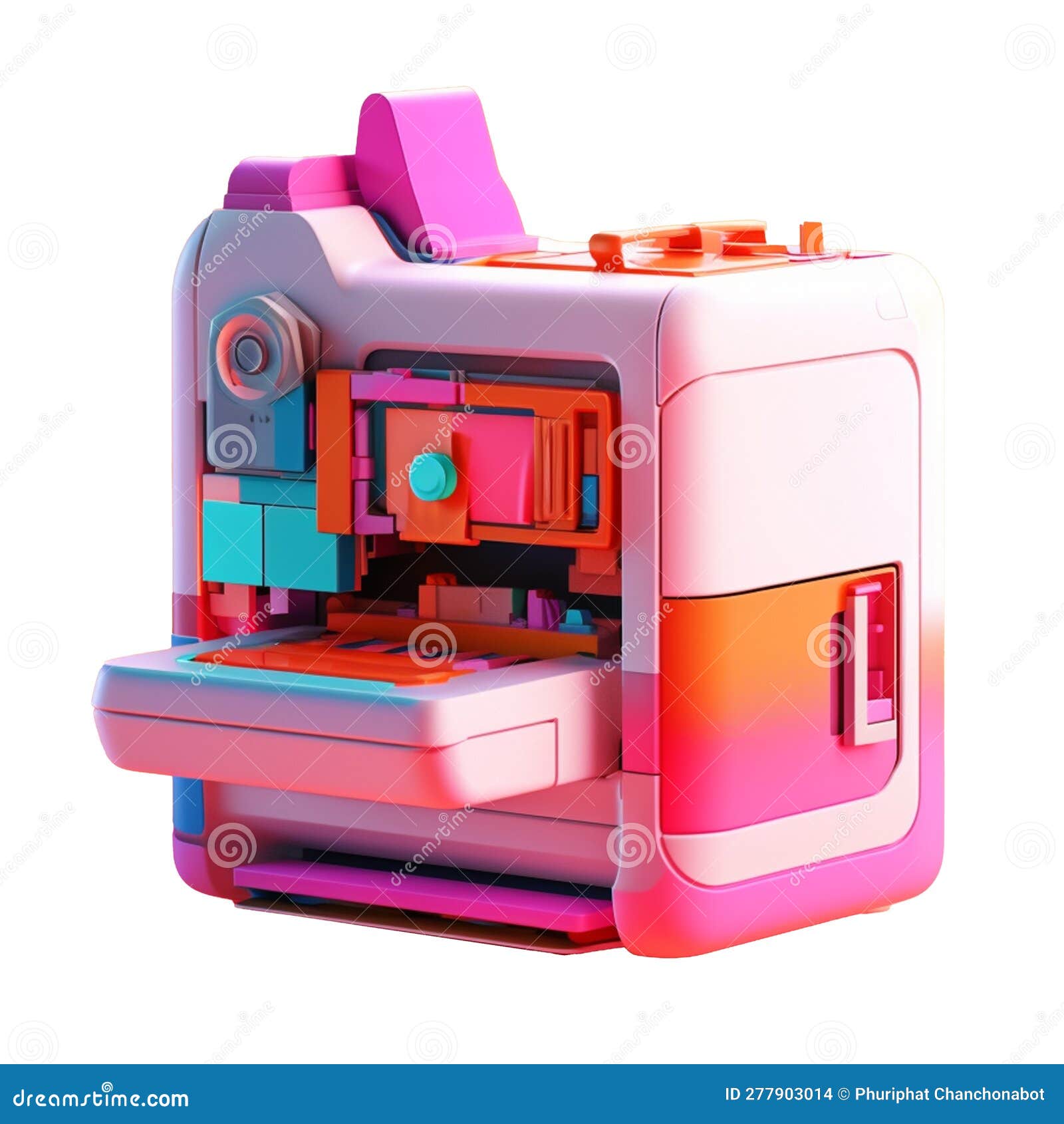 Printer in 3D Style Trending Color Palette with Generative AI Stock ...