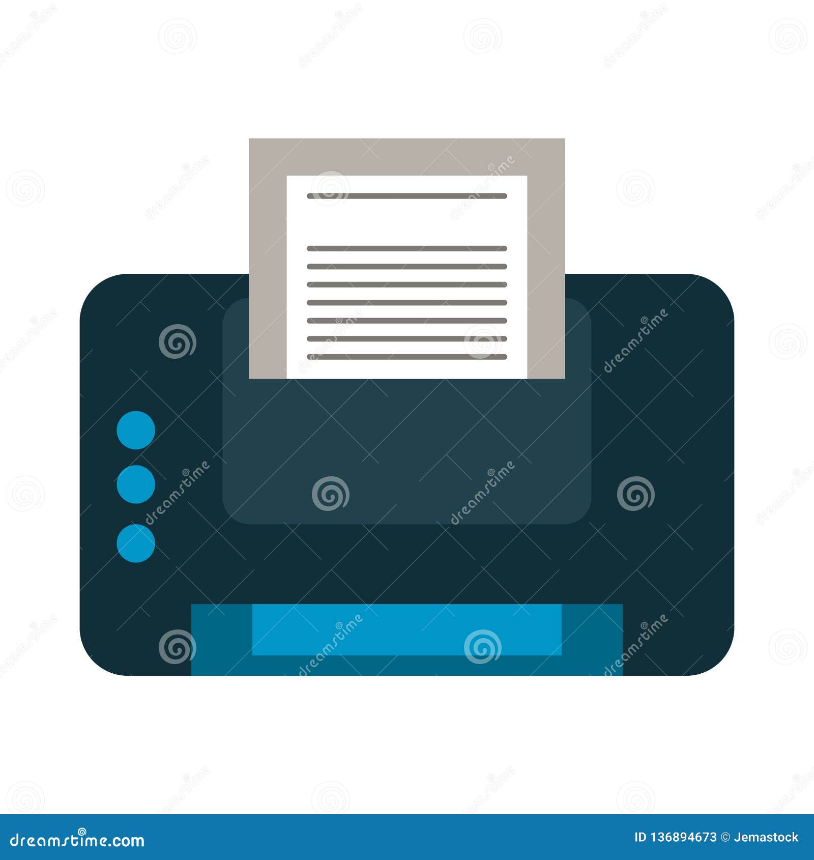 Printer with document stock vector. Illustration of printout - 136894673