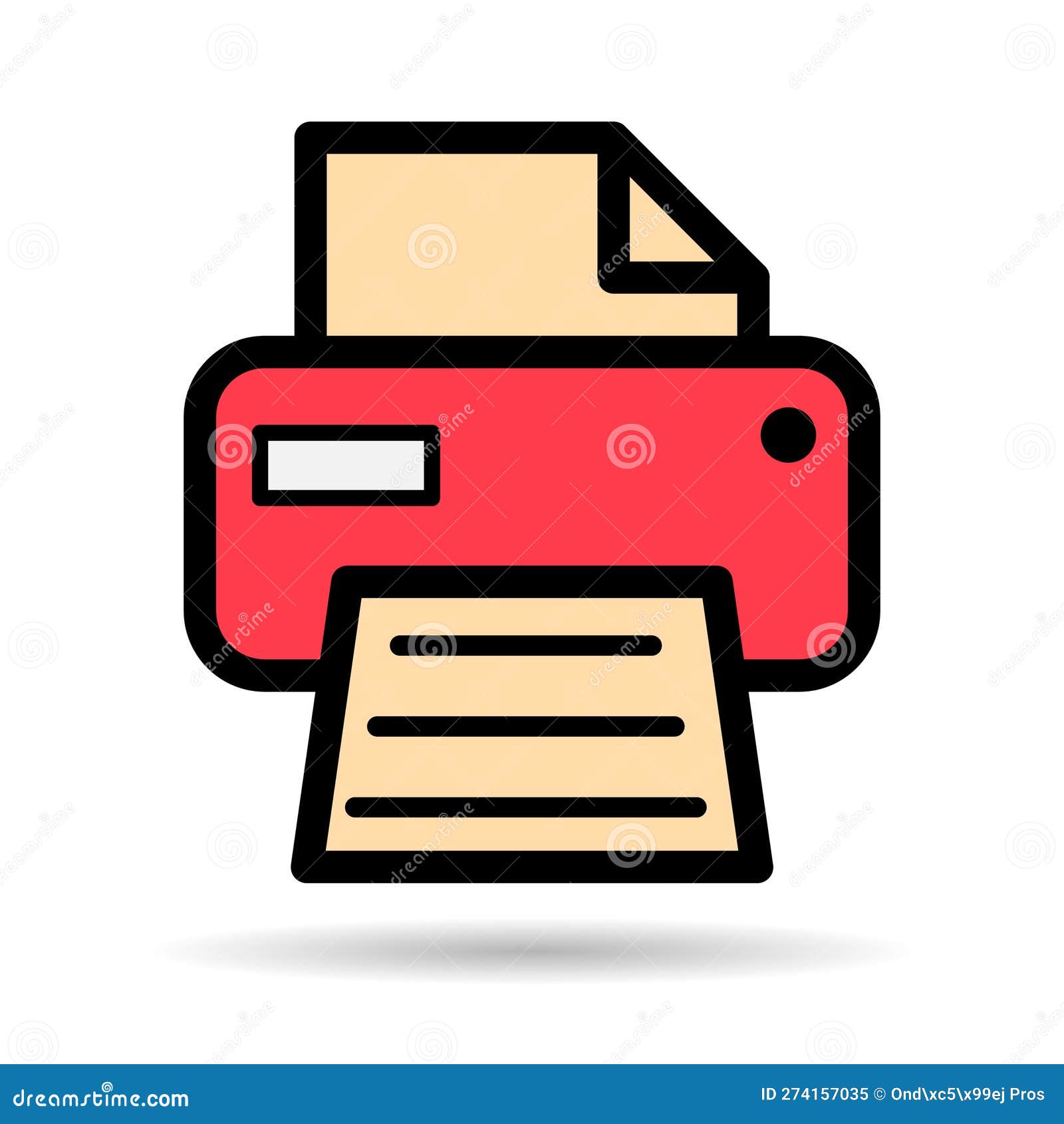 Printer Document Web Shadow Icon, Printout Machine Technology Flat Sign ...