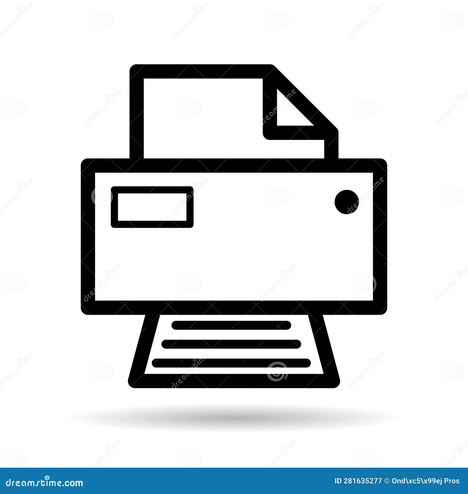 Printer Document Web Shadow Icon, Printout Machine Technology Flat Sign ...