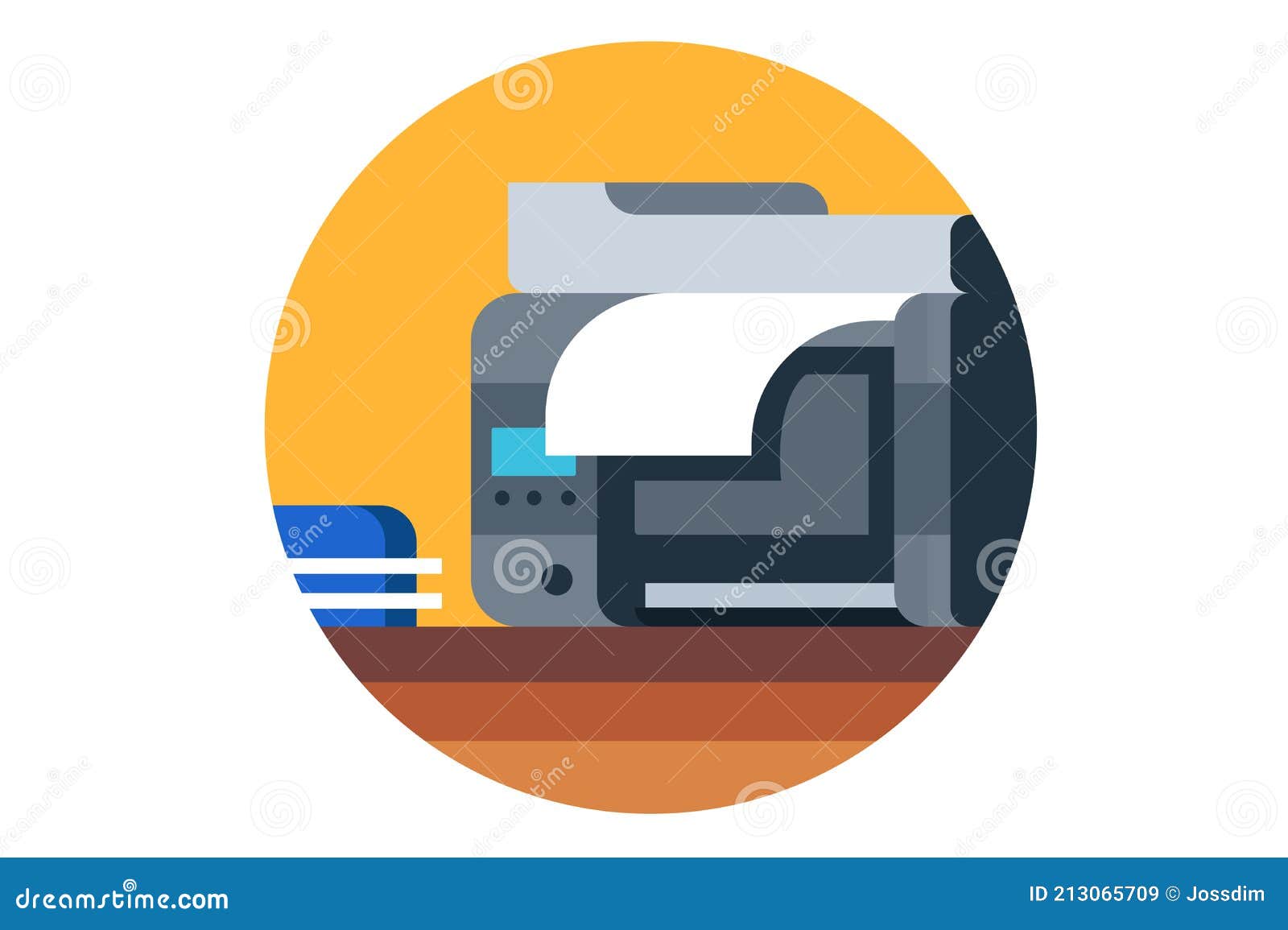 Printer with Documents on a Wood Table Stock Vector - Illustration of ...