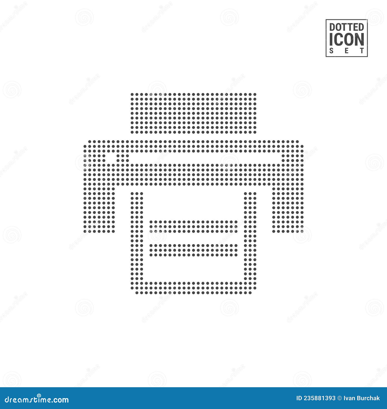Printer Dot Pattern Icon. Printer or Fax Dotted Icon Isolated on White ...