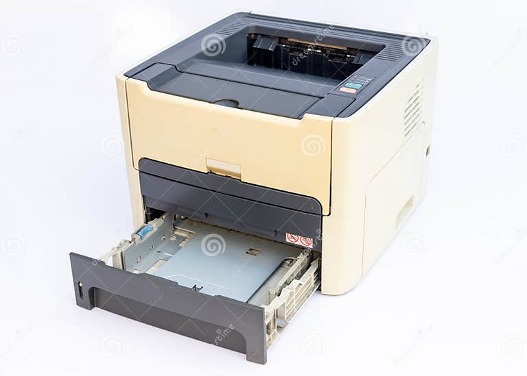 Printer with Empty Paper Tray on White Background Stock Photo - Image ...