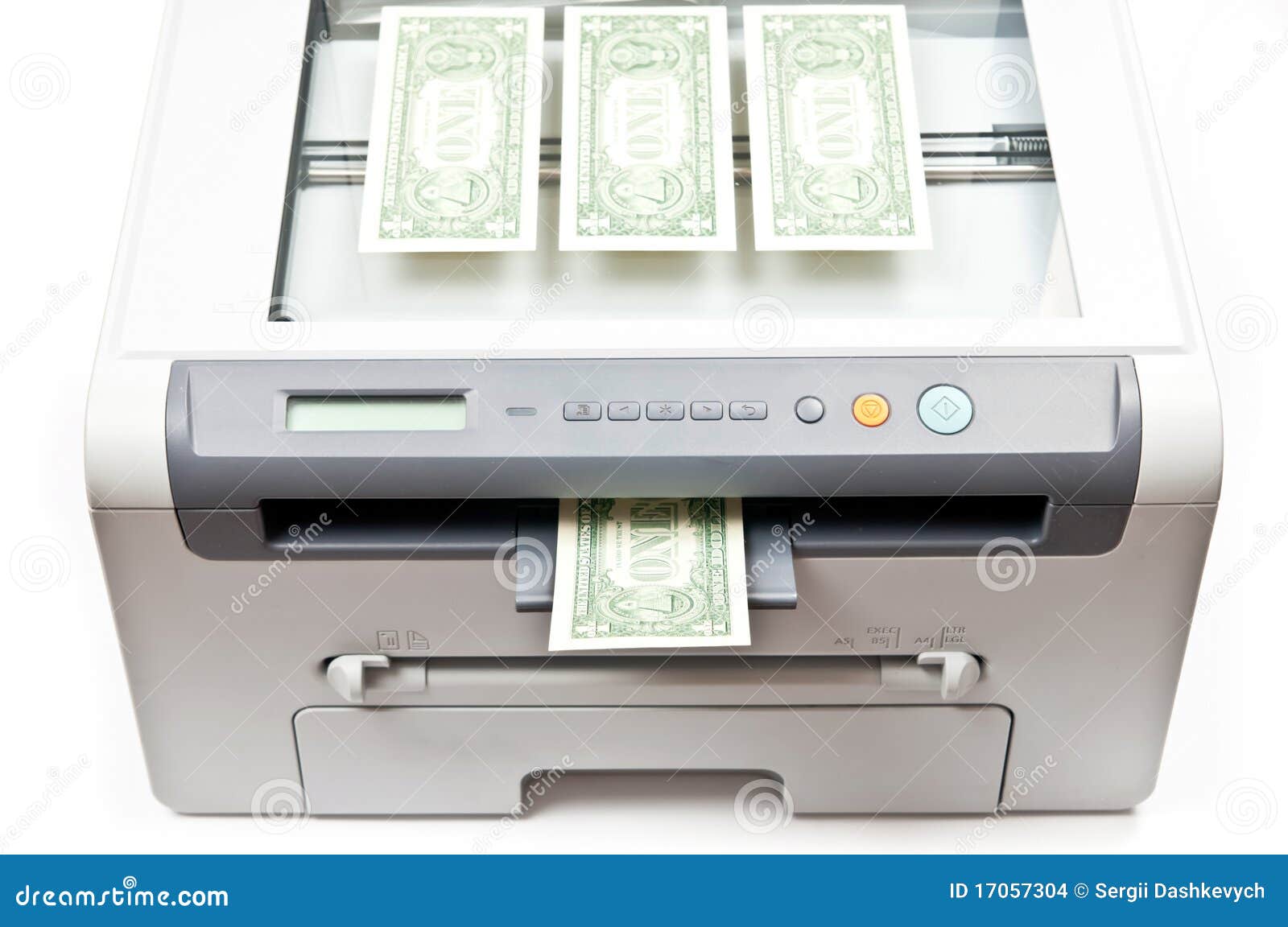 Printer en geld stock foto. Image of één, vlak, inkt - 17057304