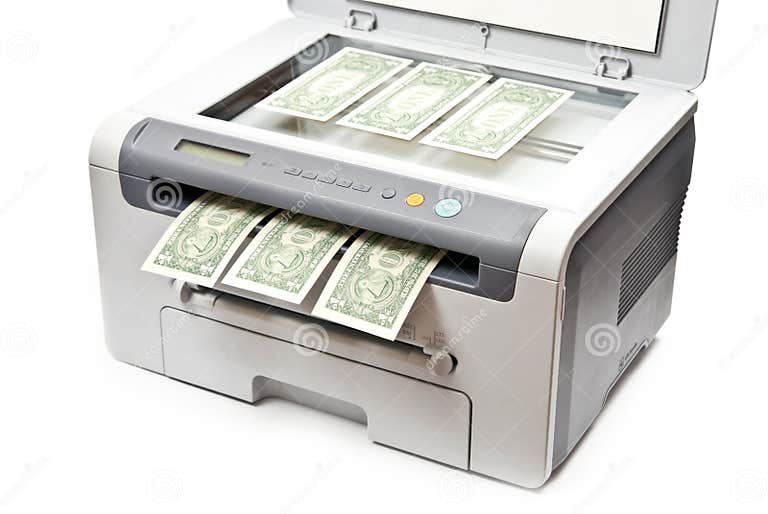 Printer en geld stock foto. Image of beeld, apparatuur - 17191034