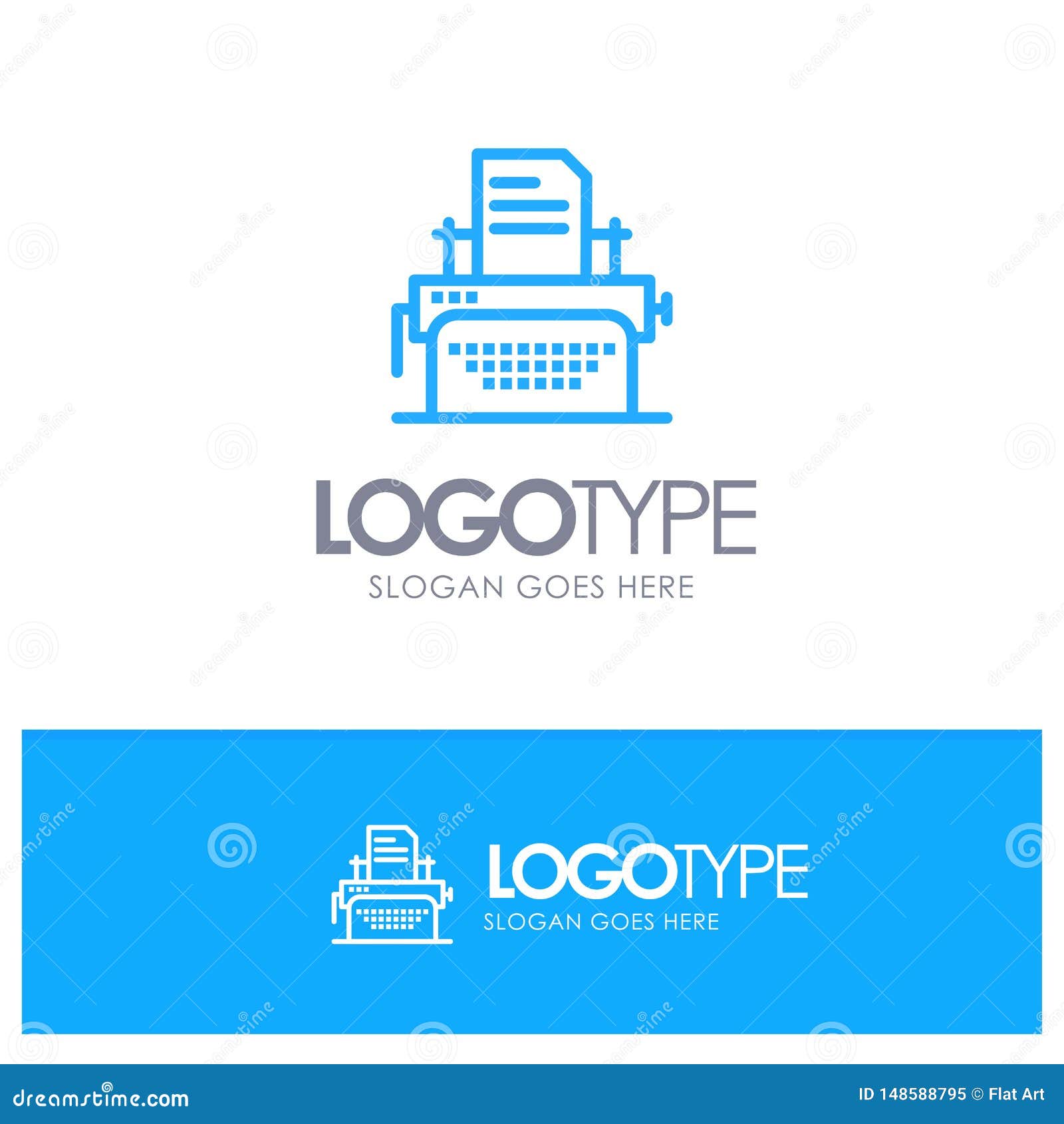 Printer, Fax, Print, Machine Blue Outline Logo Place for Tagline Stock ...