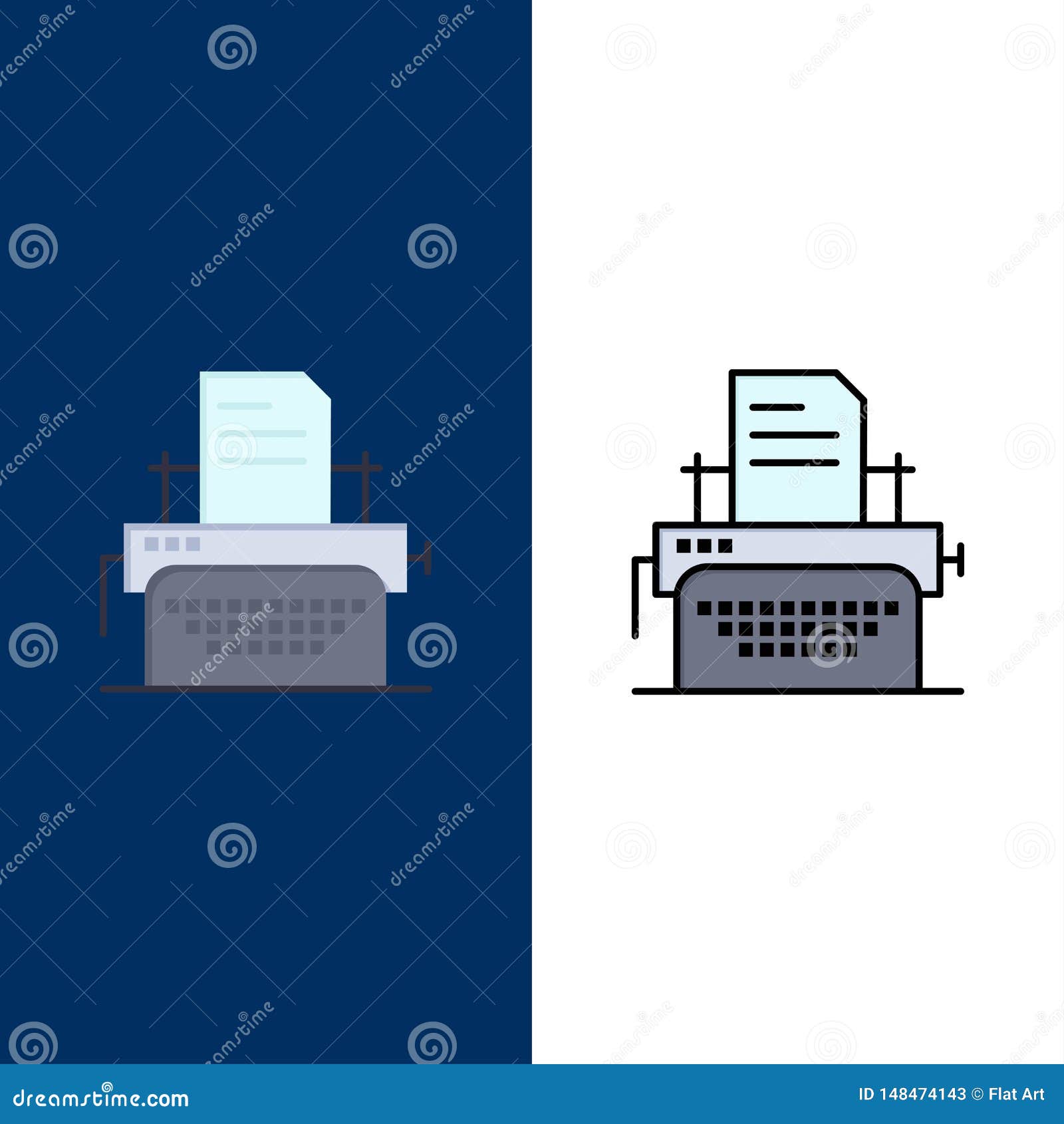 Printer, Fax, Print, Machine Icons. Flat and Line Filled Icon Set ...