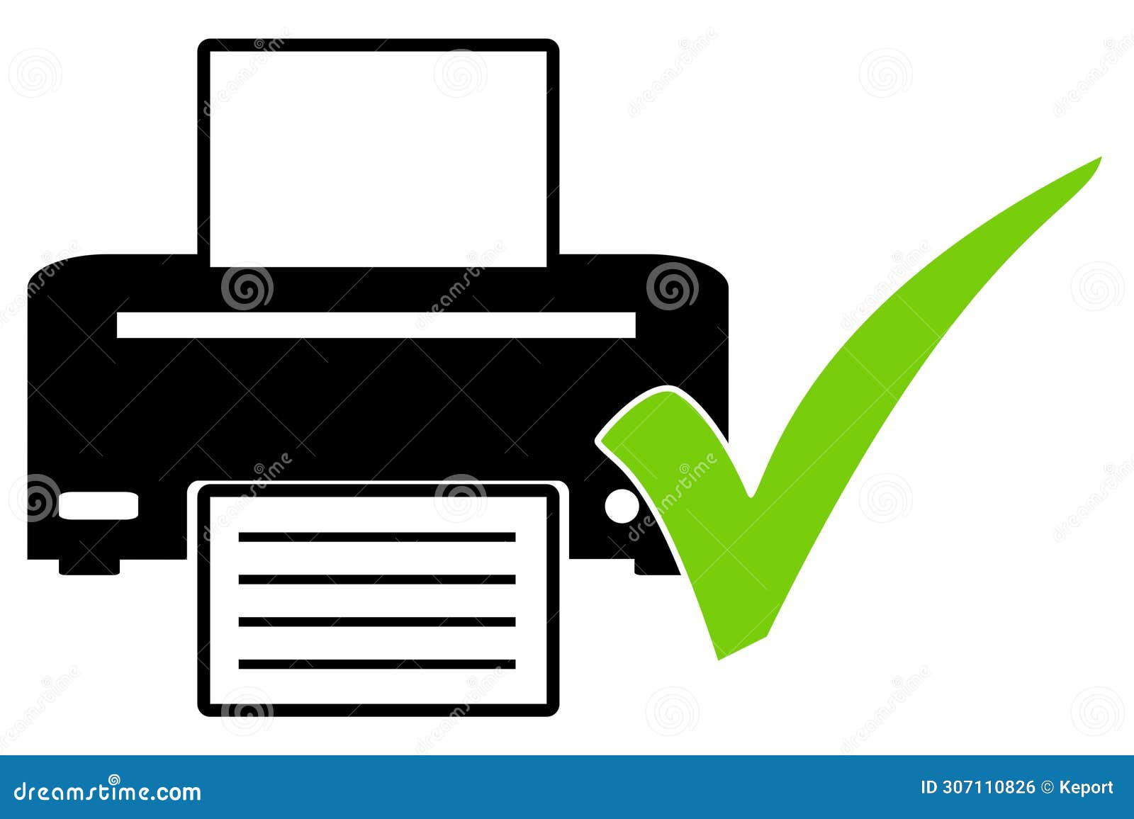 Printer or Fax Symbol with Green Checkmark Stock Illustration ...