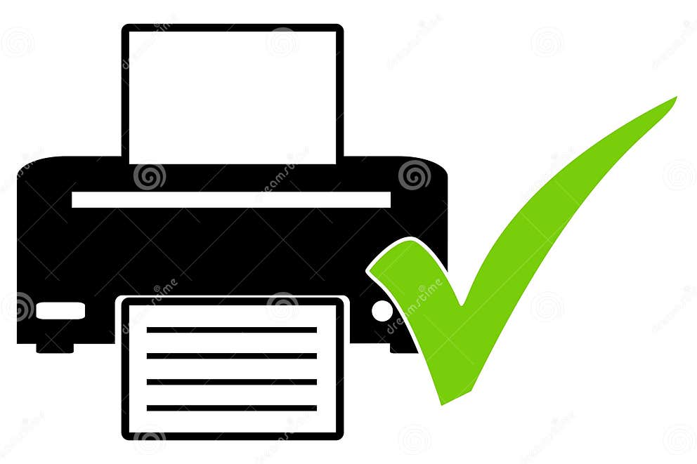 Printer or Fax Symbol with Green Checkmark Stock Illustration ...