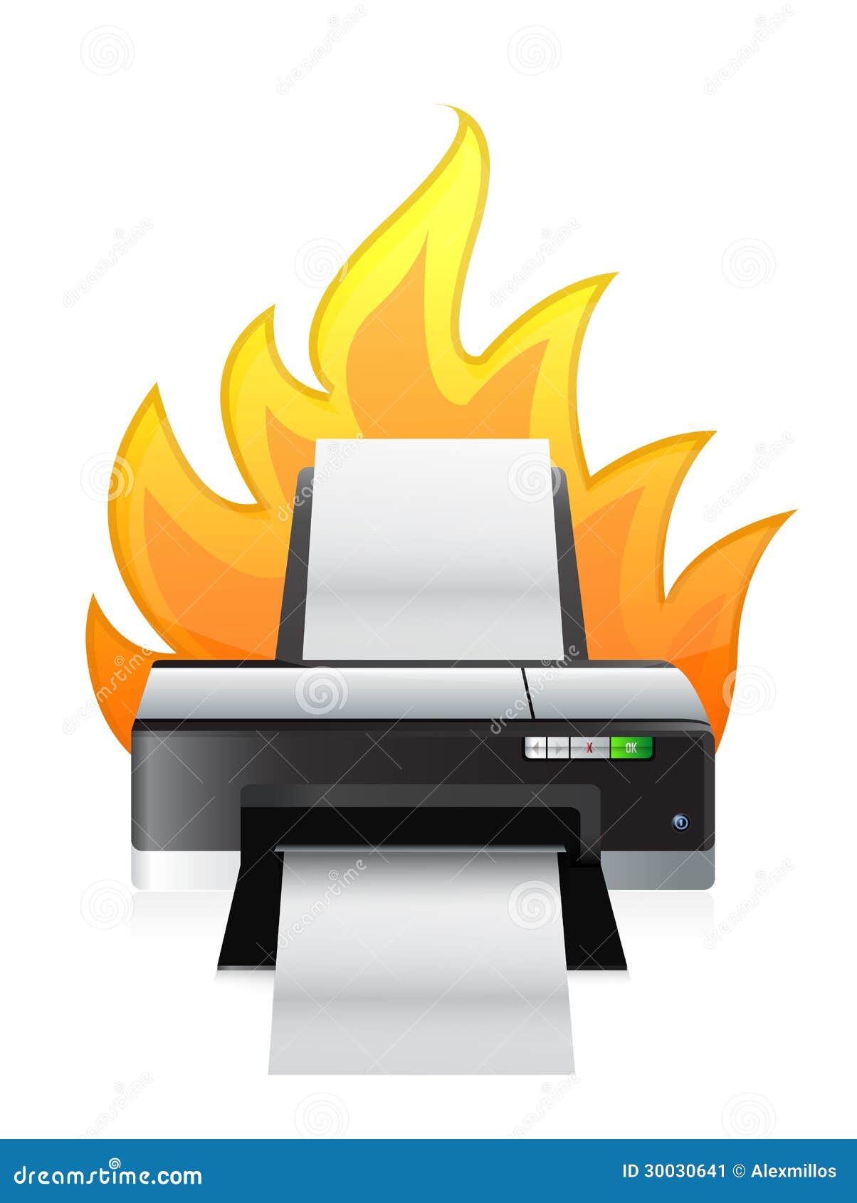 Printer on fire stock illustration. Illustration of print - 30030641
