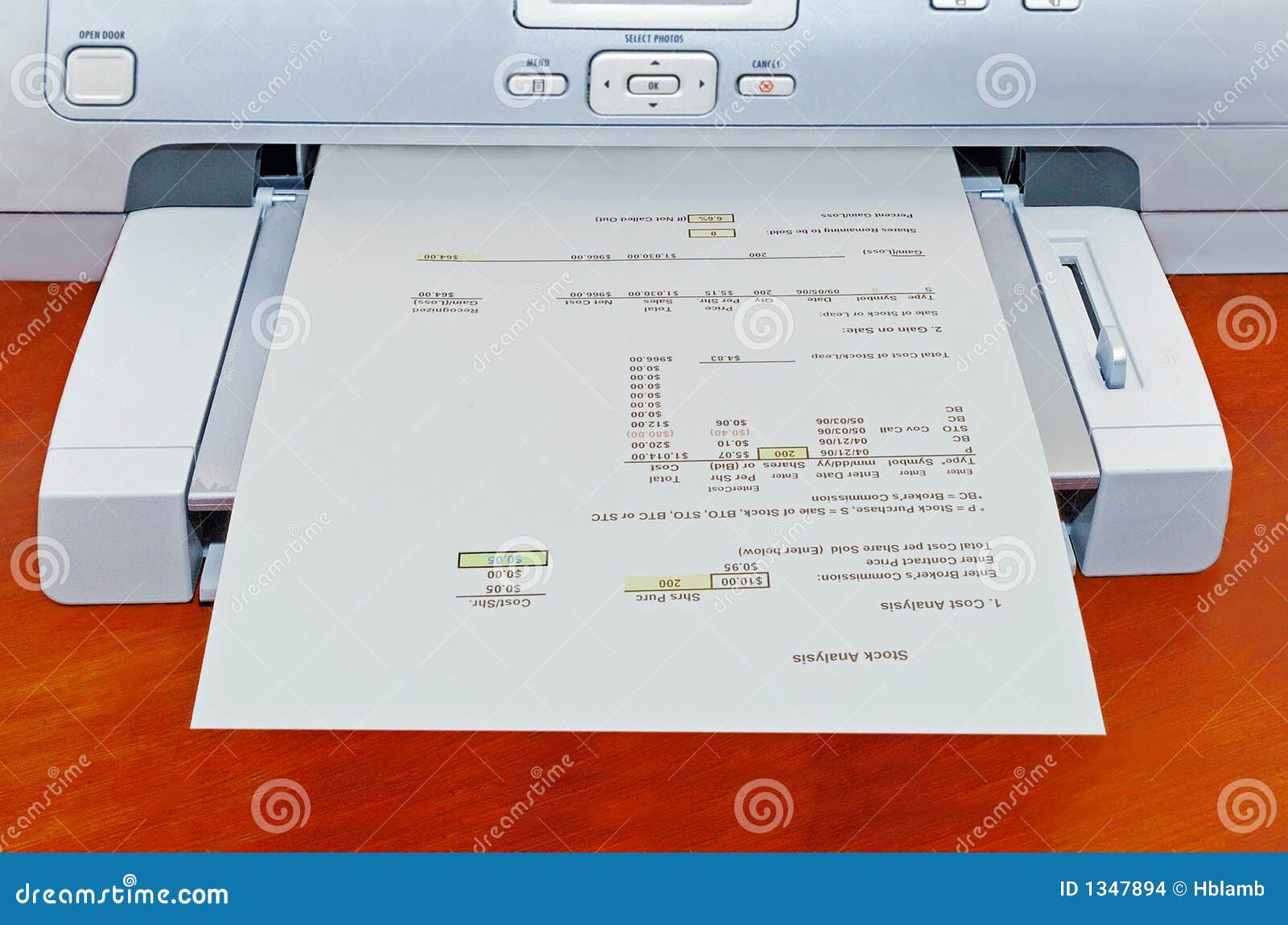 Printer generating report stock photo. Image of summary - 1347894