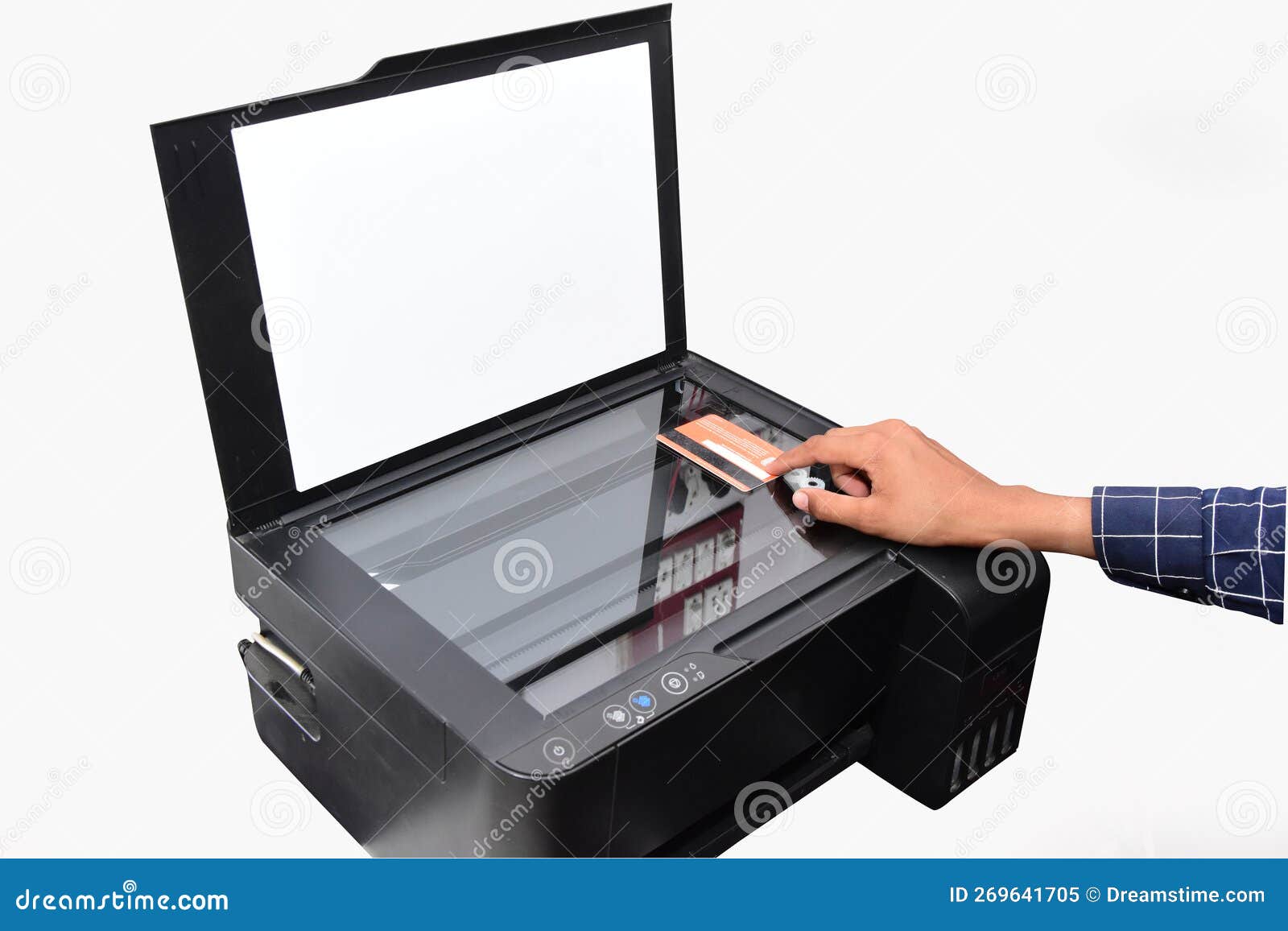 Electronic Black Scan and Zerox Machine with Hand, Stock Image - Image ...