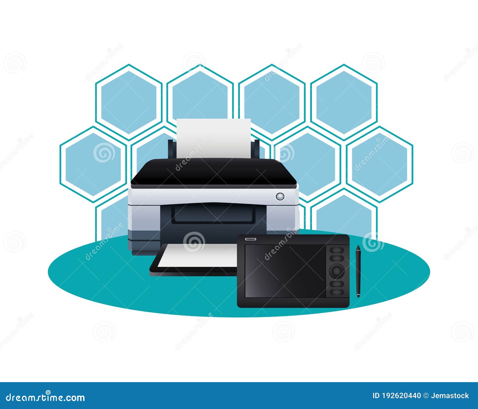 Printer Hardware Machine and Camera Photographic Stock Vector ...