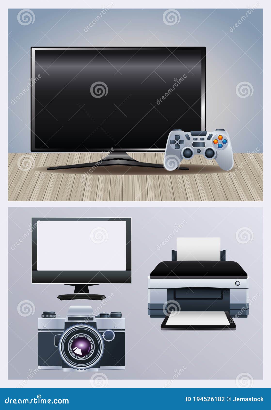 Printer Hardware Machine with Monitor and Camera Stock Vector ...