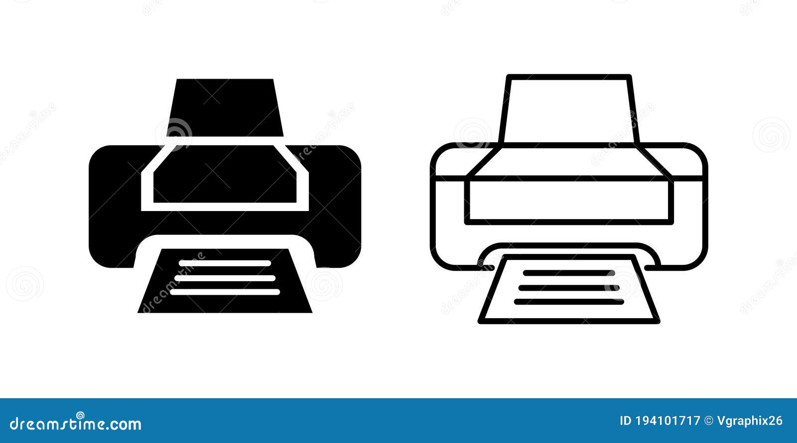 Printer Black and White Icon Print Print Vector Illustration Material ...