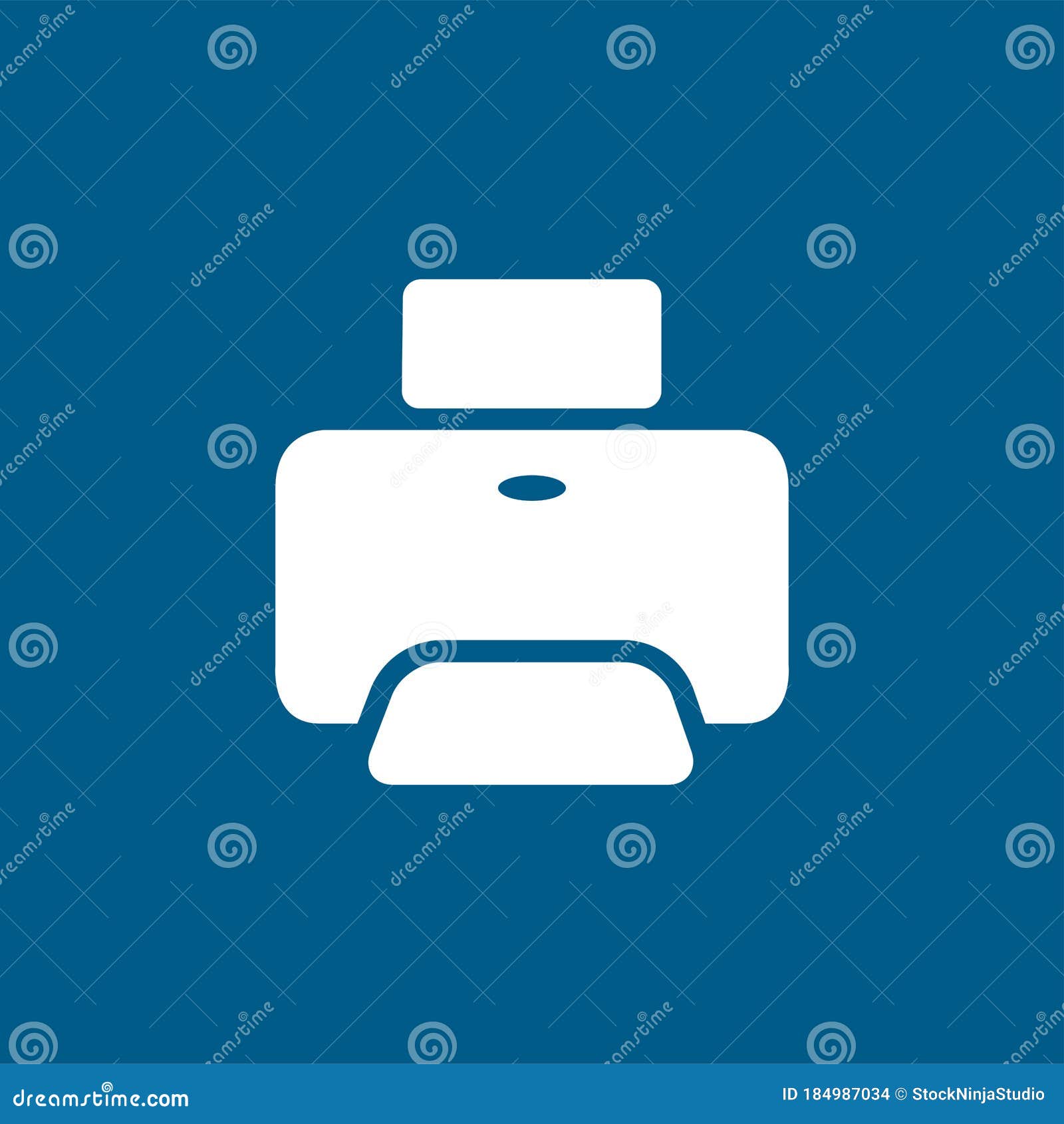 Printer Icon on Blue Background. Blue Flat Style Vector Illustration ...