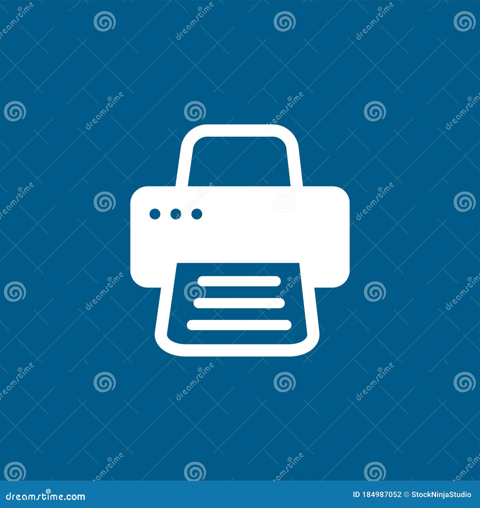 Printer Icon on Blue Background. Blue Flat Style Vector Illustration ...