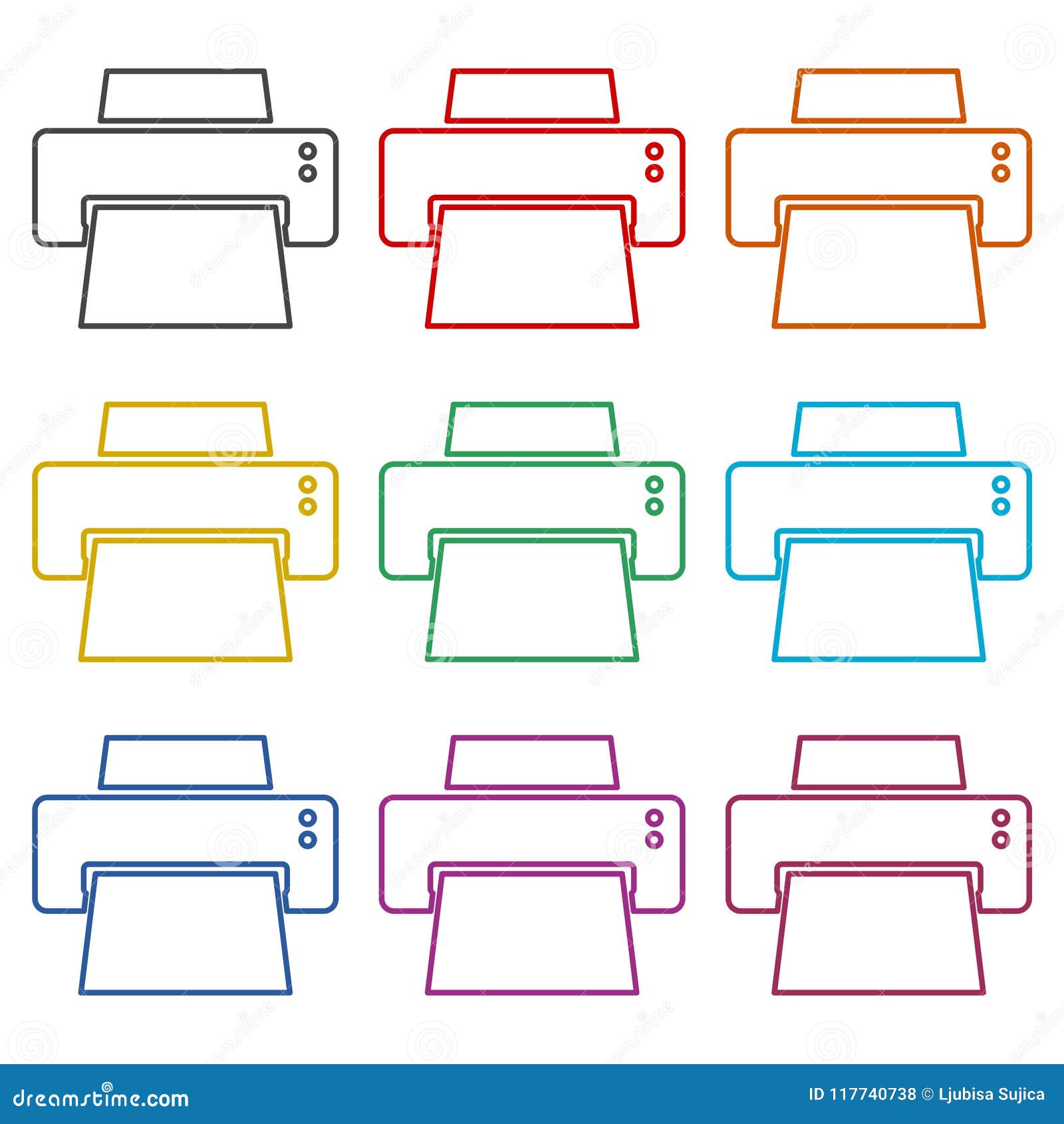 Printer Icon, Color Icons Set Stock Vector - Illustration of internet ...