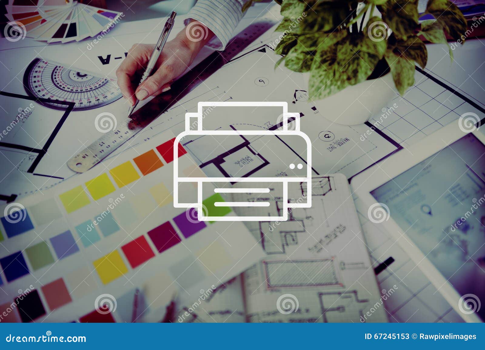 Printer Icon Computer Page Digital Paper Concept Stock Image - Image of ...