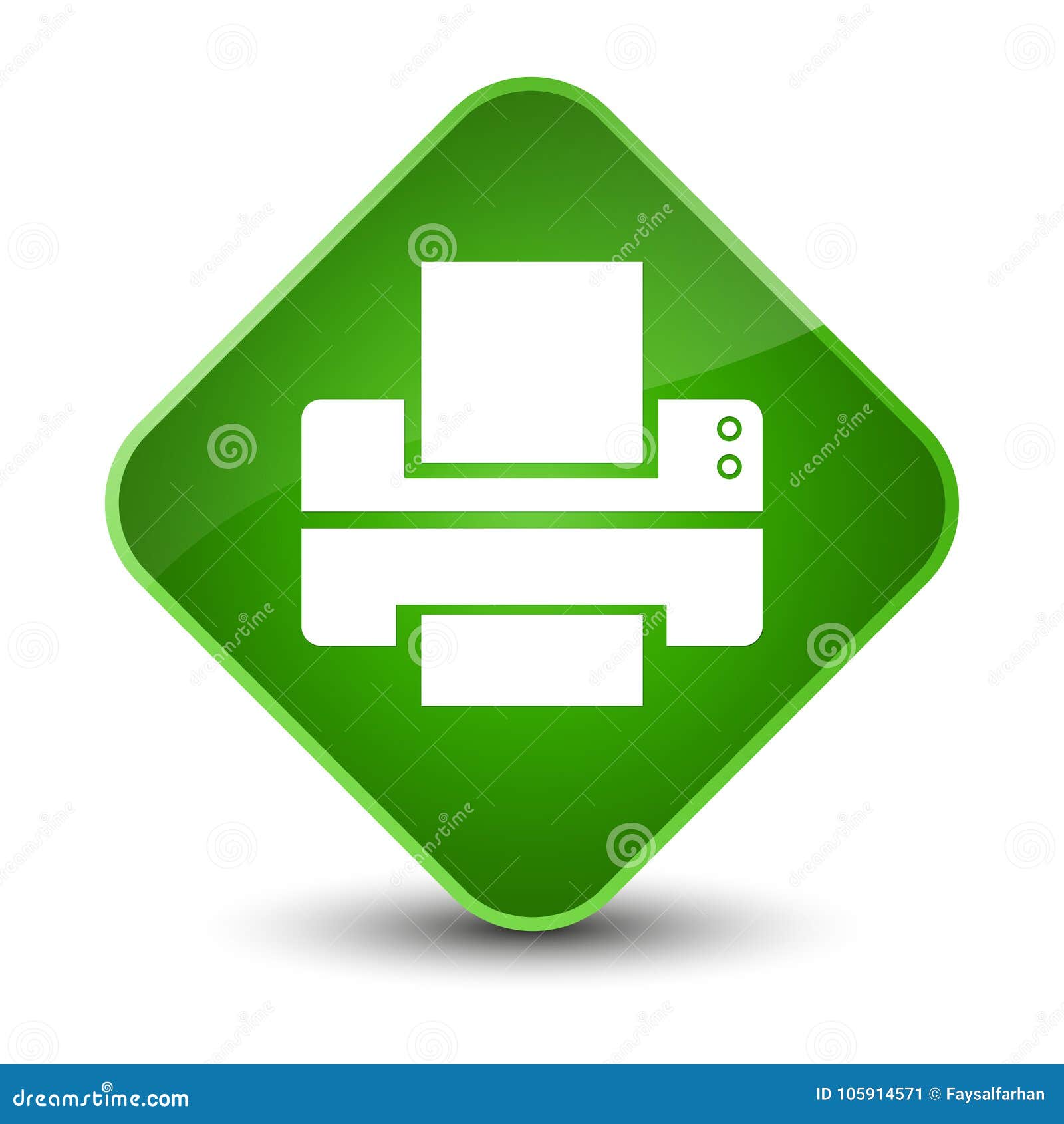 Printer Icon Elegant Green Diamond Button Stock Illustration ...