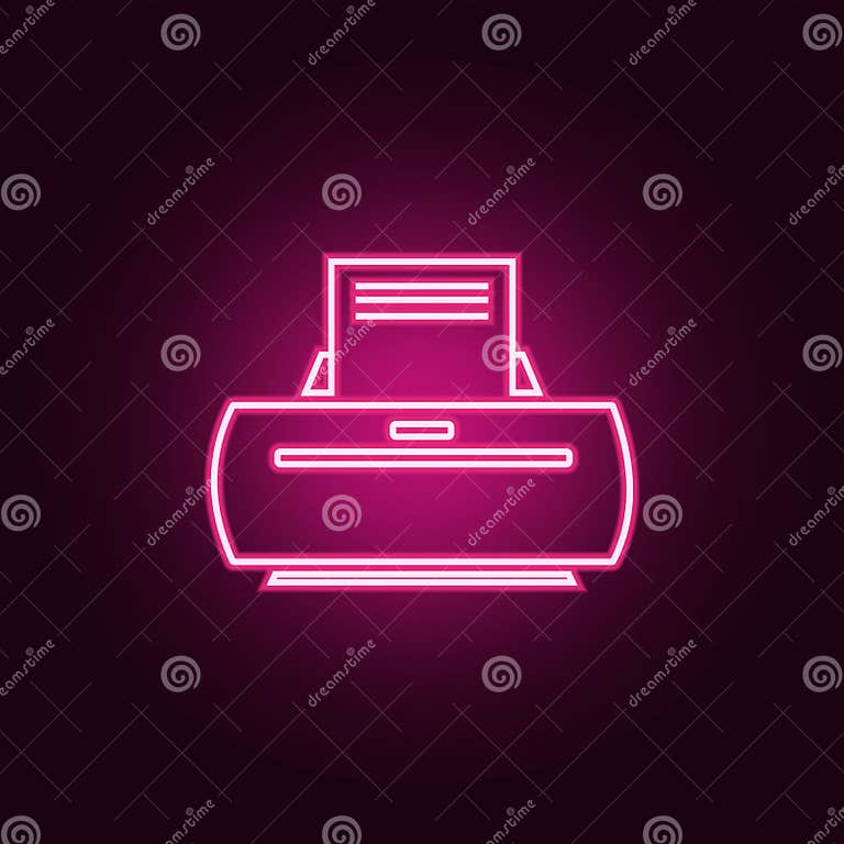 Printer Icon. Elements of Web in Neon Style Icons Stock Illustration ...