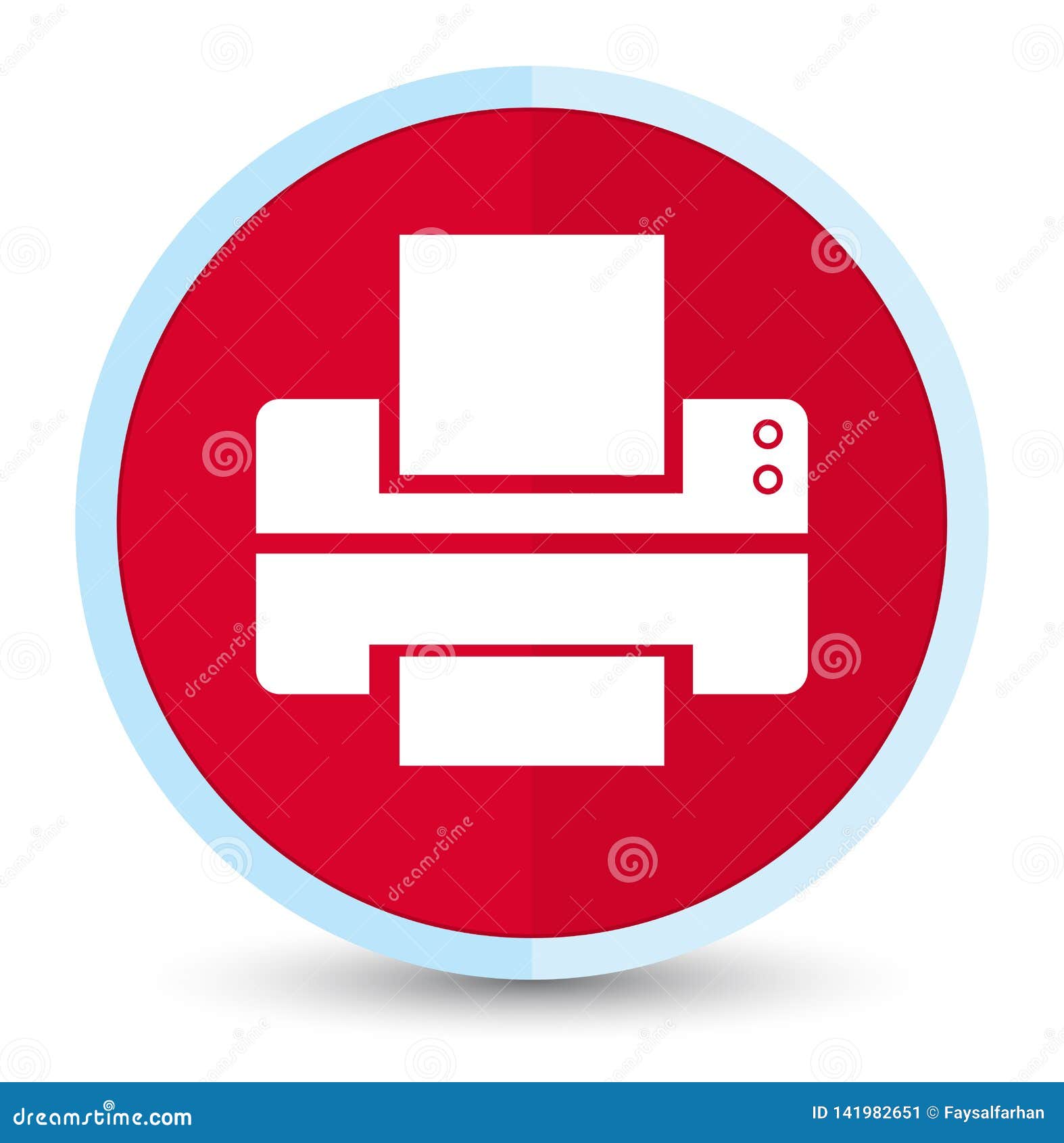 Printer Icon Flat Prime Red Round Button Stock Vector - Illustration of ...