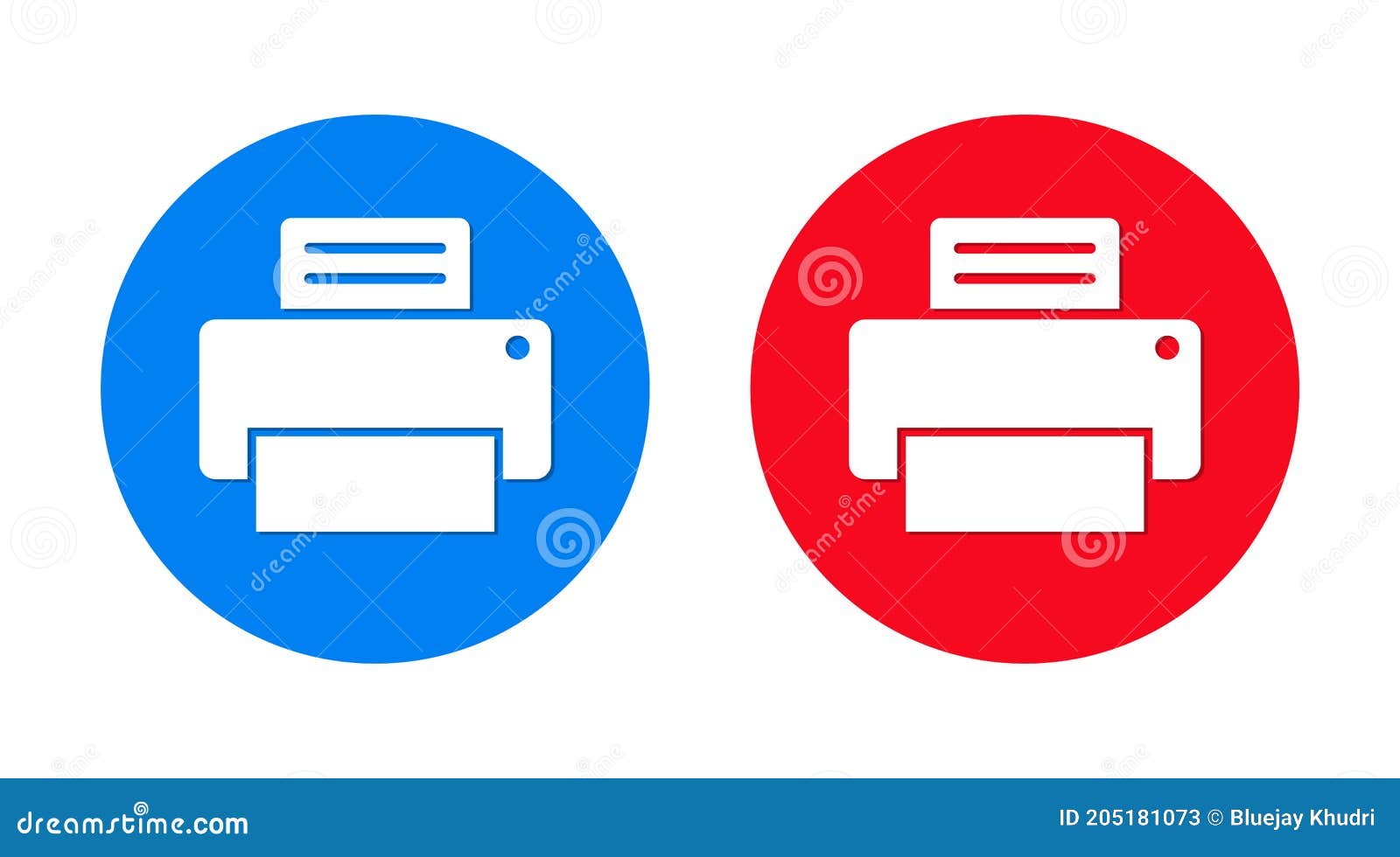 Printer Icon Flat Trendy Round Button Set Stock Vector - Illustration ...