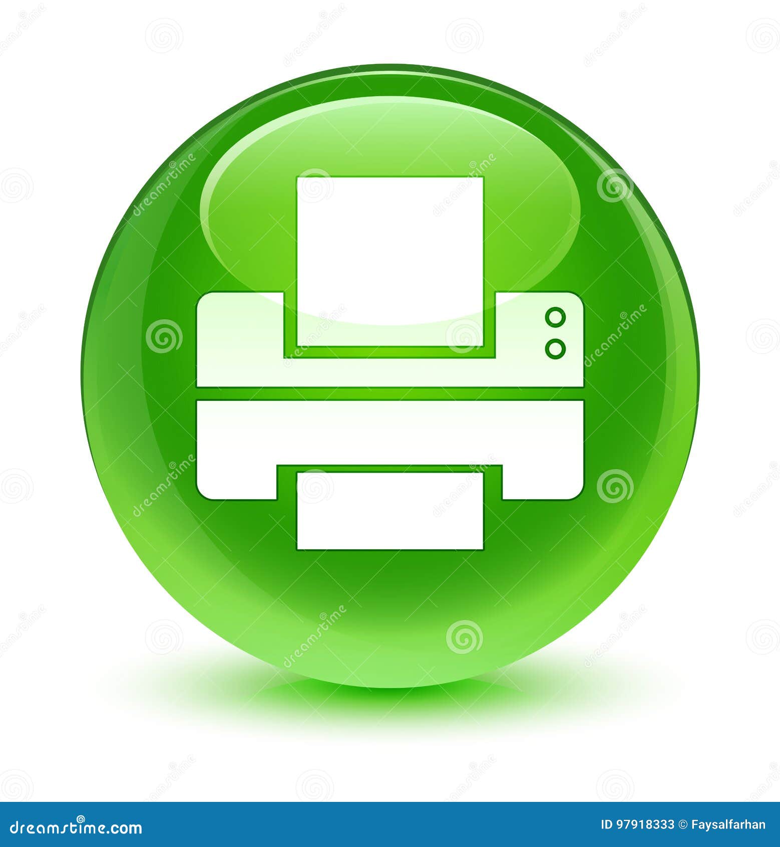 Printer Icon Glassy Green Round Button Stock Illustration ...