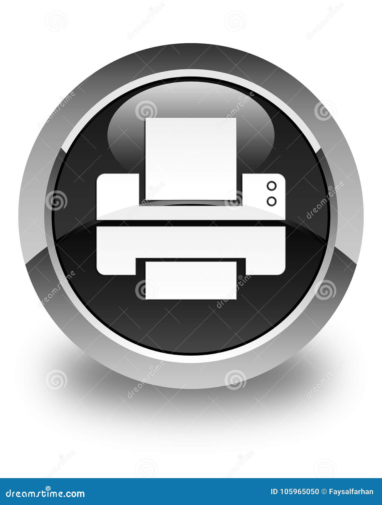 Printer Icon Glossy Black Round Button Stock Illustration ...