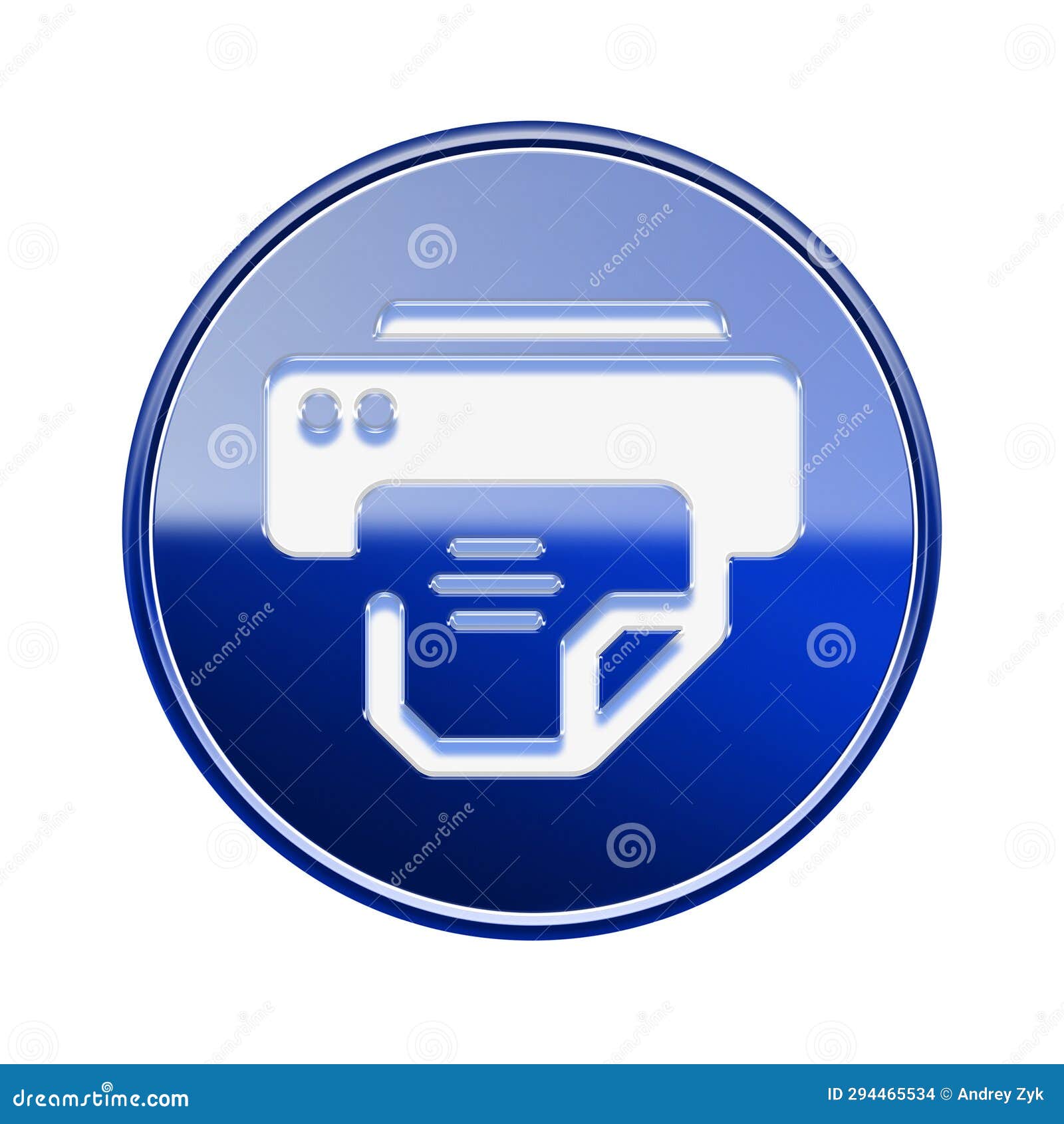 Printer icon glossy blue. stock illustration. Illustration of icon ...