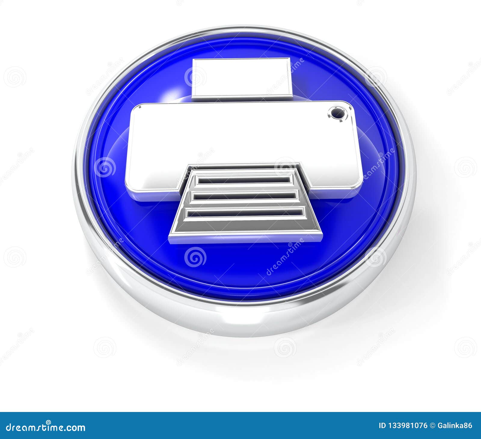 Printer Icon on Glossy Blue Round Button Stock Illustration ...