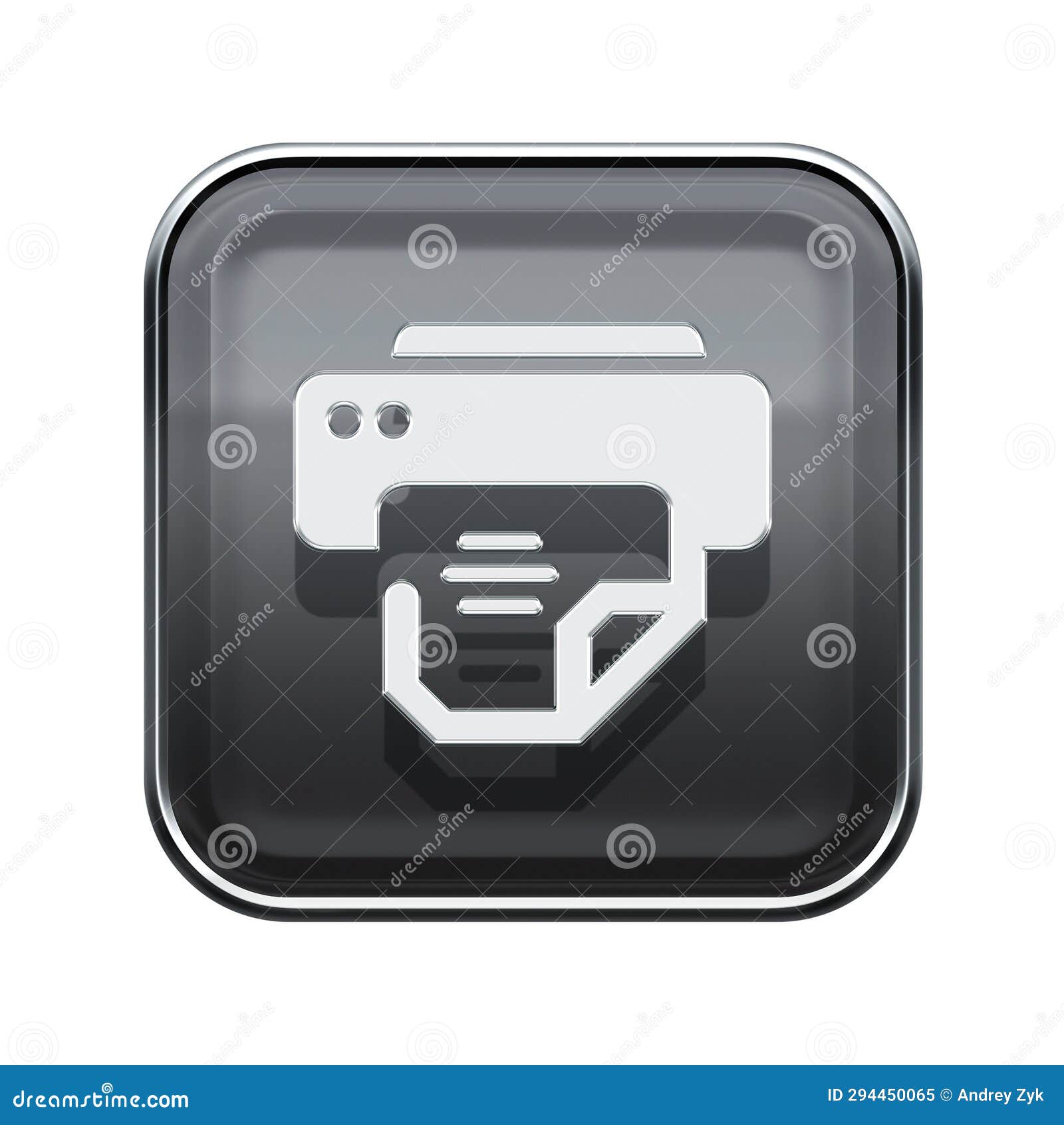 Printer icon glossy grey. stock illustration. Illustration of icon ...