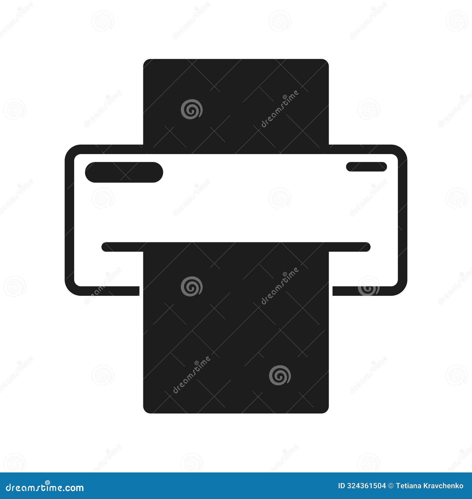Printer Icon Illustration. Black and White Design. Simple Vector ...